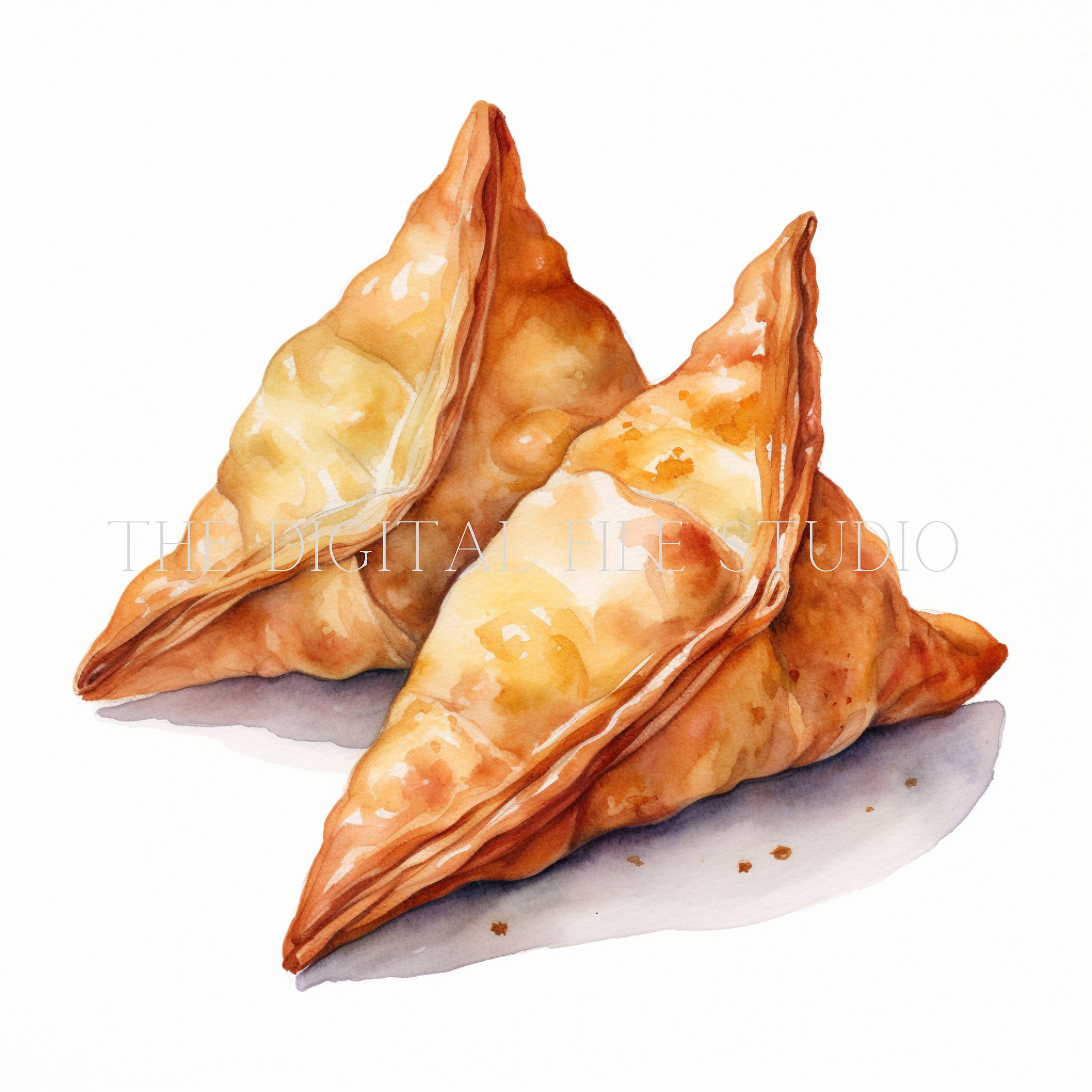 12 Watercolor Samosas Clipart PNGJPGPDF Digital Images Graphics ...