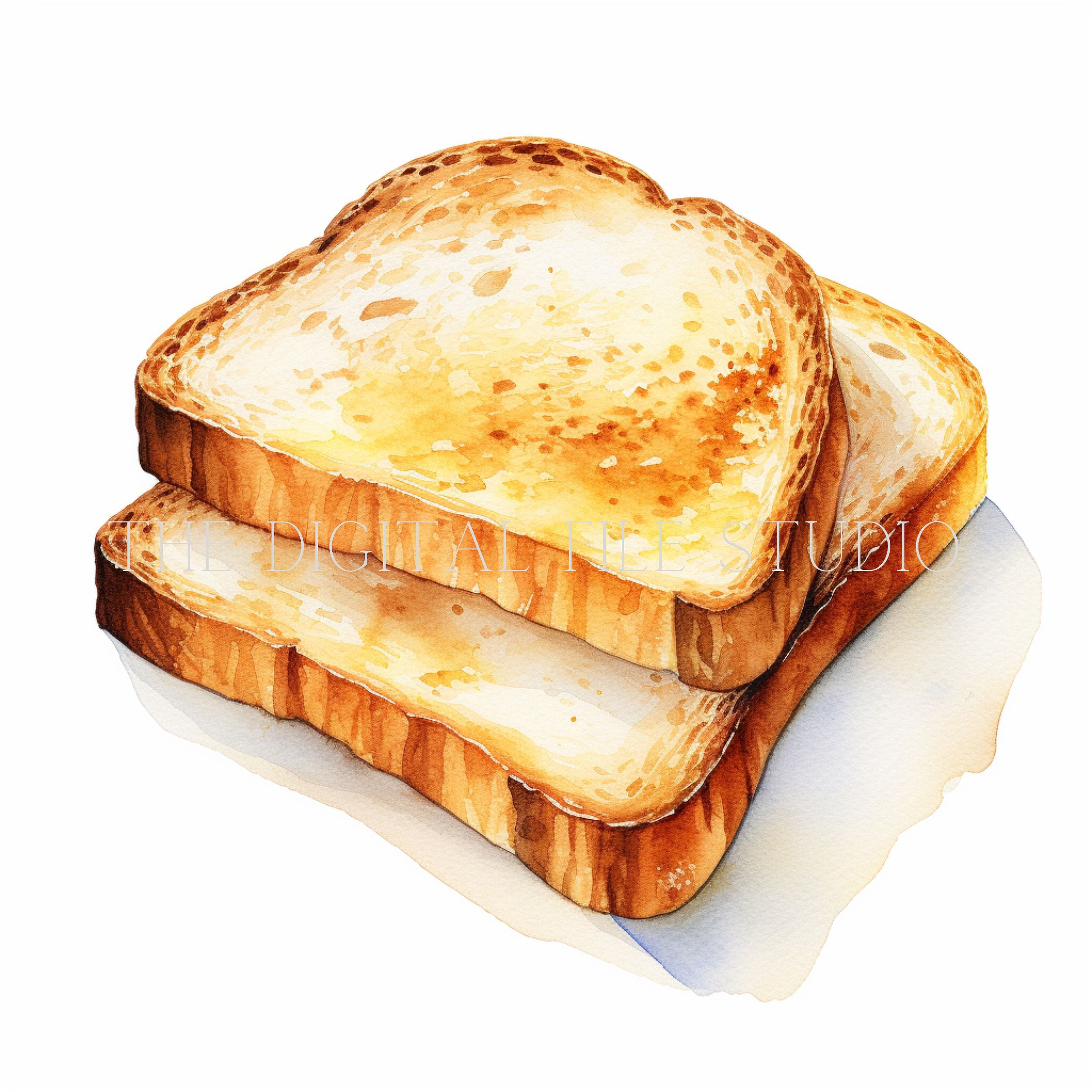 12 Watercolor Toast Clipart PNGJPGPDF Toast Digital Images Toast ...