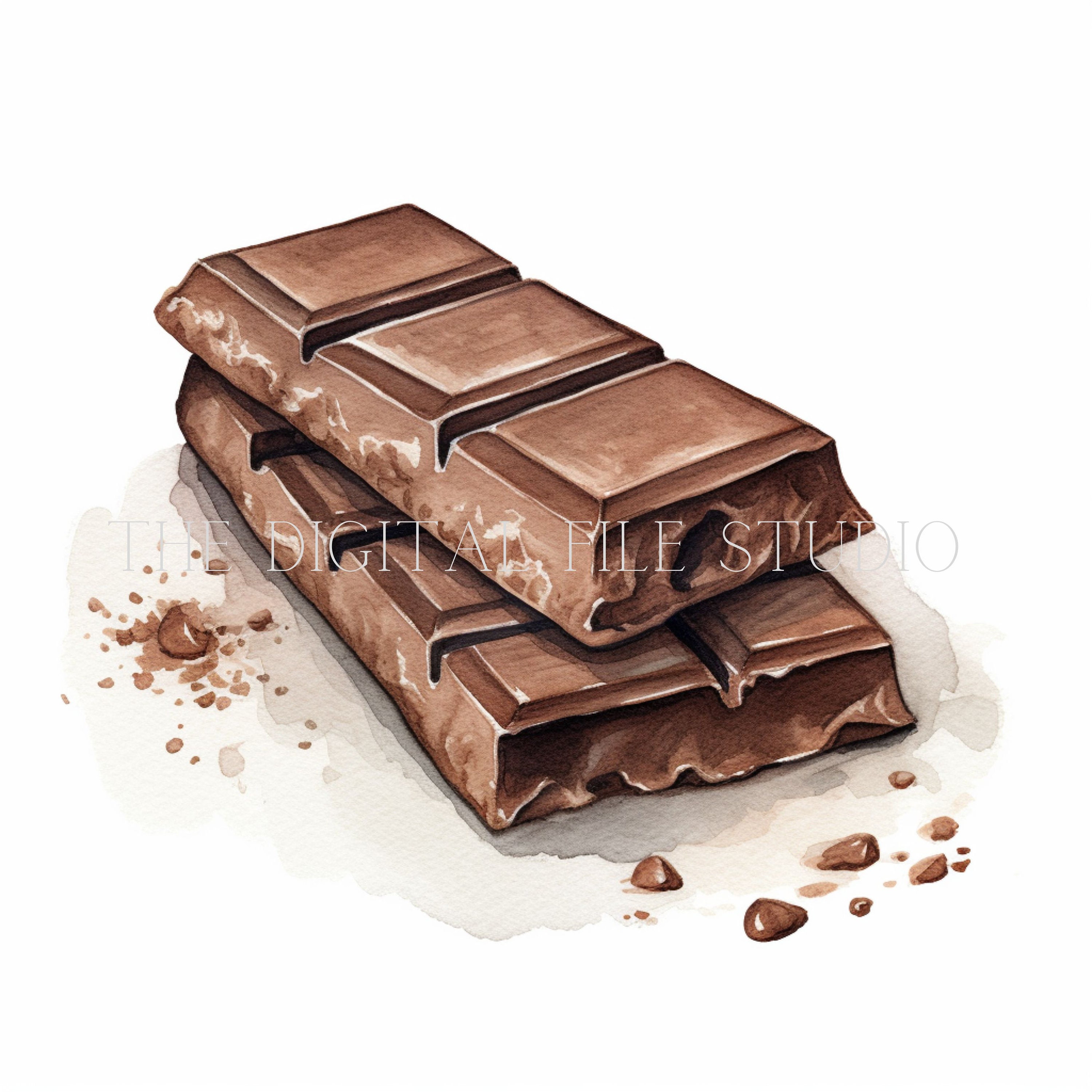 12 Watercolor Chocolate Clipart PNGJPGPDF Chocolate Digital Images ...