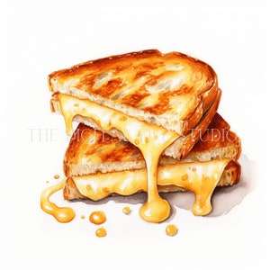 12 Watercolor Cheese Toasties Clipart PNGJPGPDF Cheese Toastie Digital ...