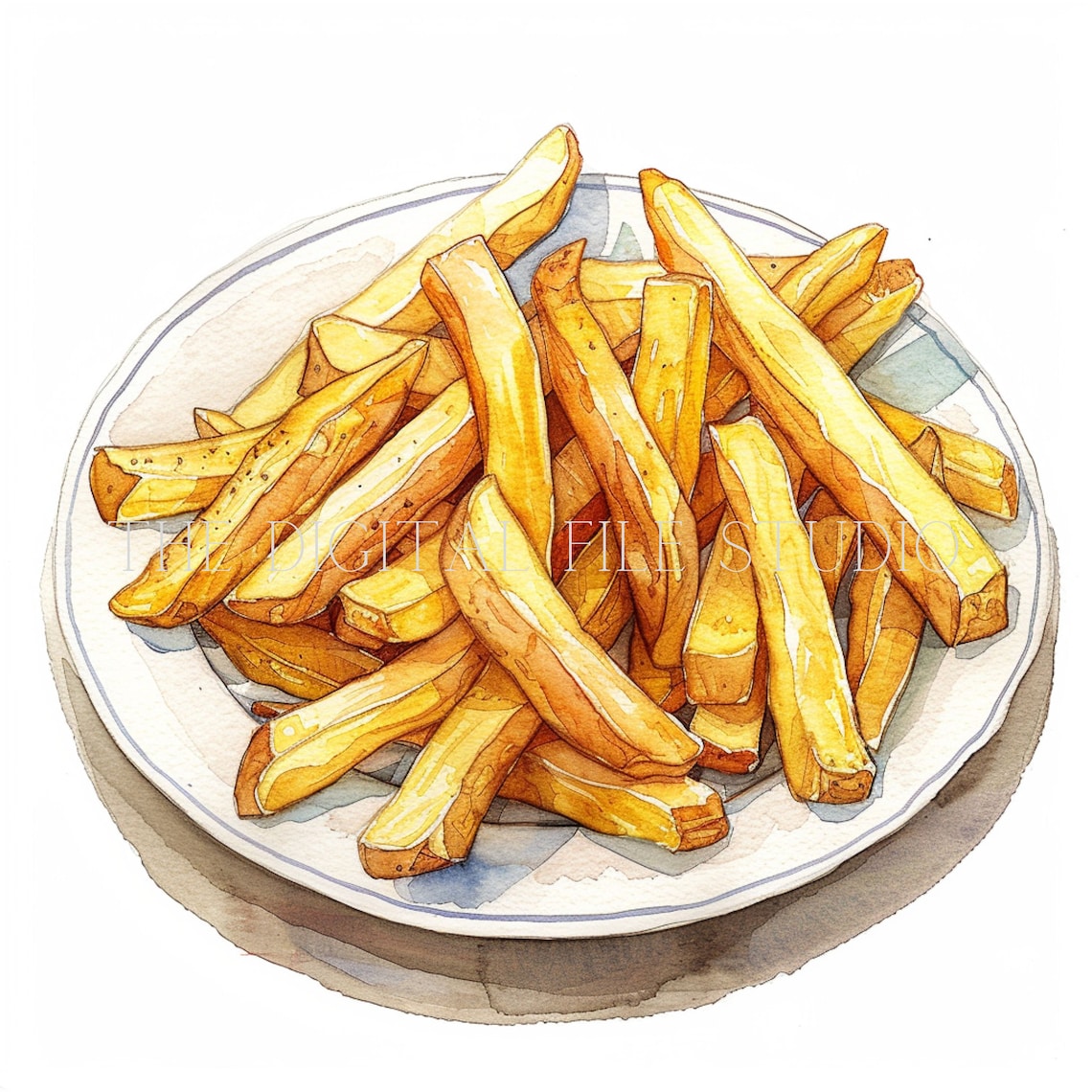 12 Watercolor Fries Clipart PNGJPGPDF Digital Images Graphics ...