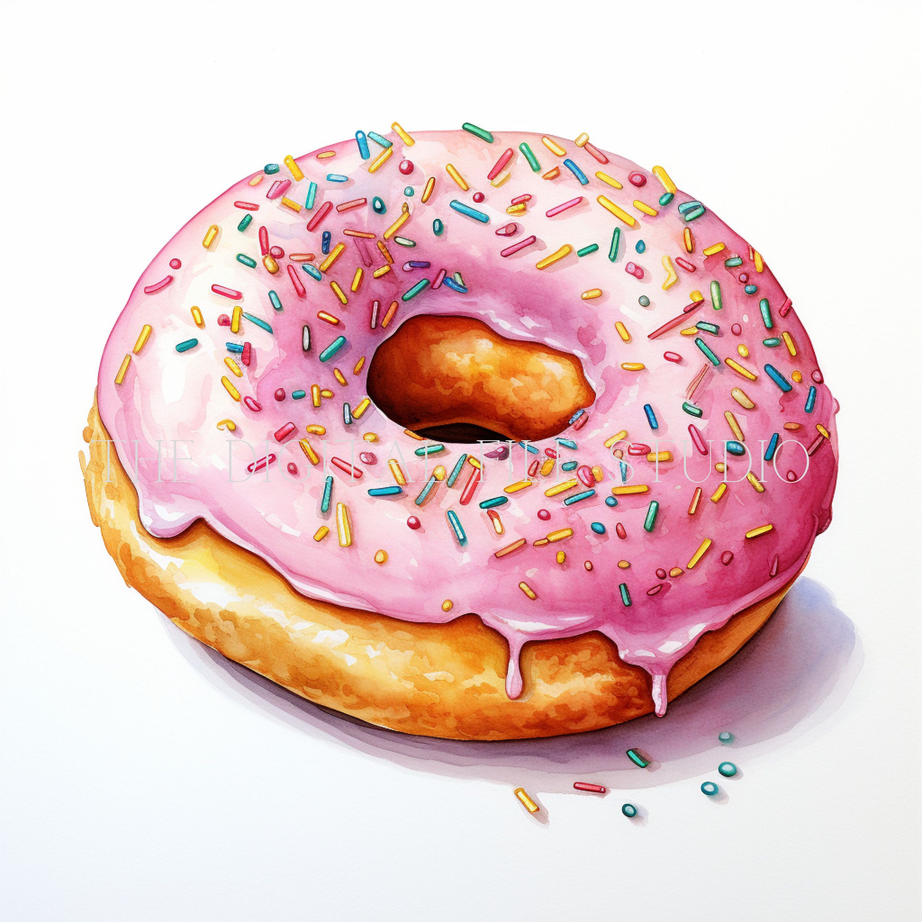 12 Watercolor Doughnut Clipart PNGJPGPDF Doughnut Digital Images ...