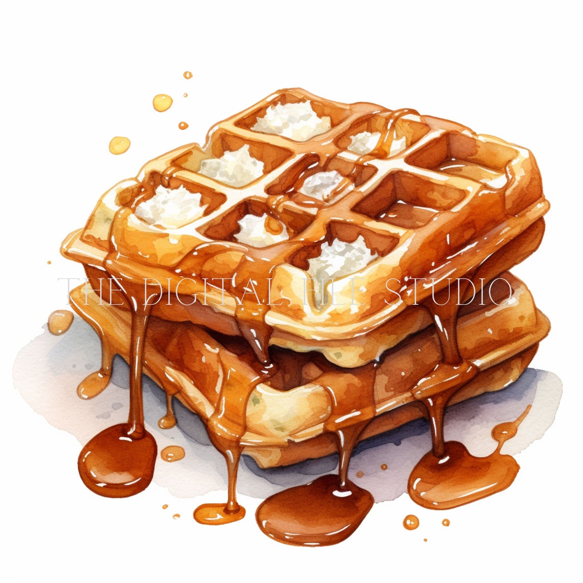 12 Watercolor Waffles Clipart PNGJPGPDF Waffle Digital Images Waffle ...