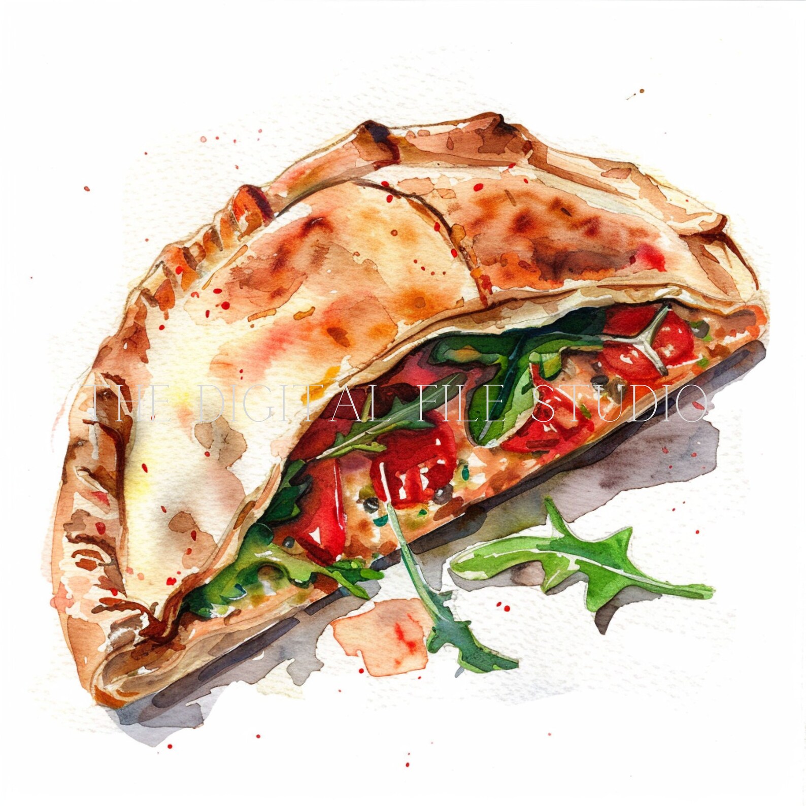 12 Watercolor Calzone Clipart PNGJPGPDF Digital Images Graphics ...