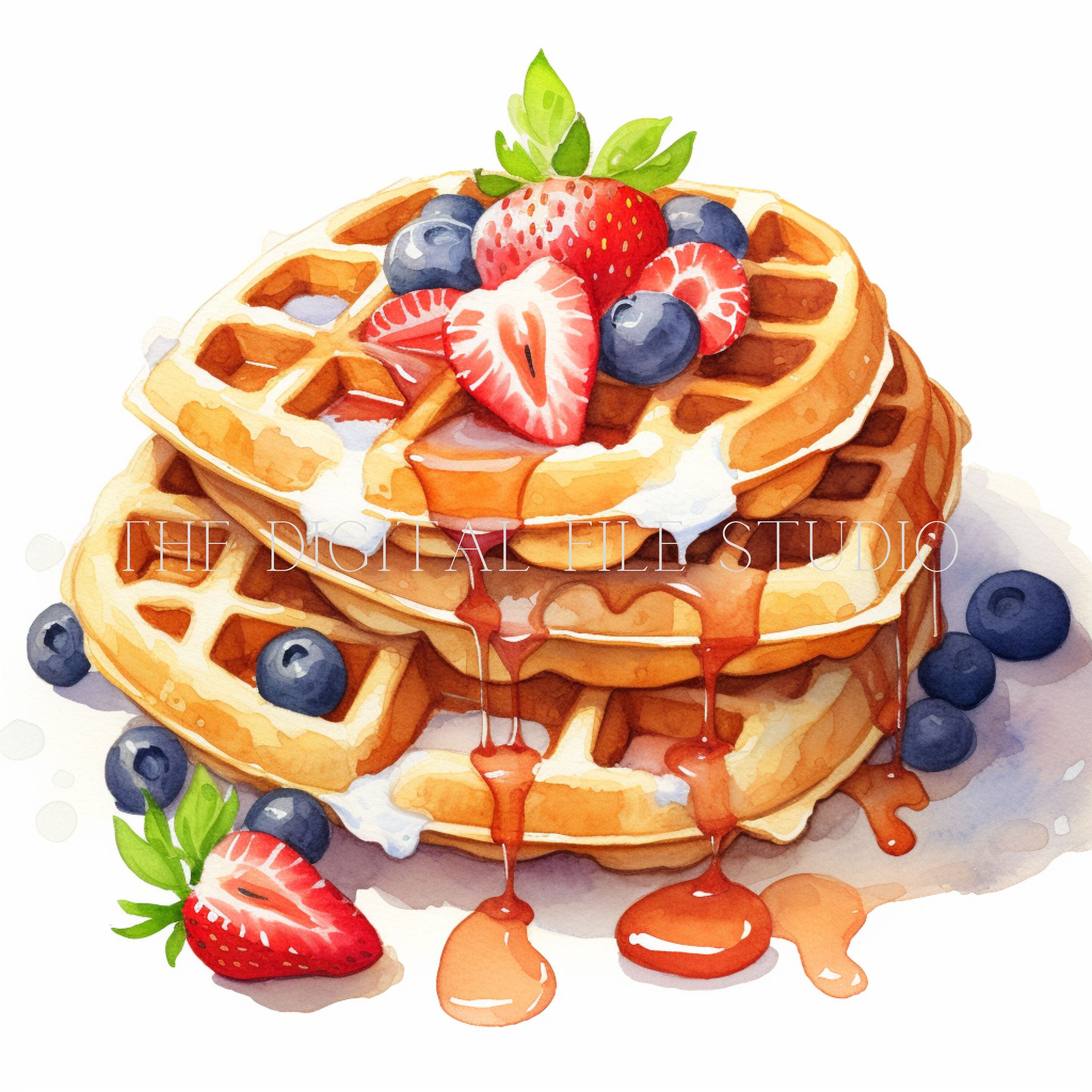12 Watercolor Waffles Clipart PNGJPGPDF Waffle Digital Images Waffle ...