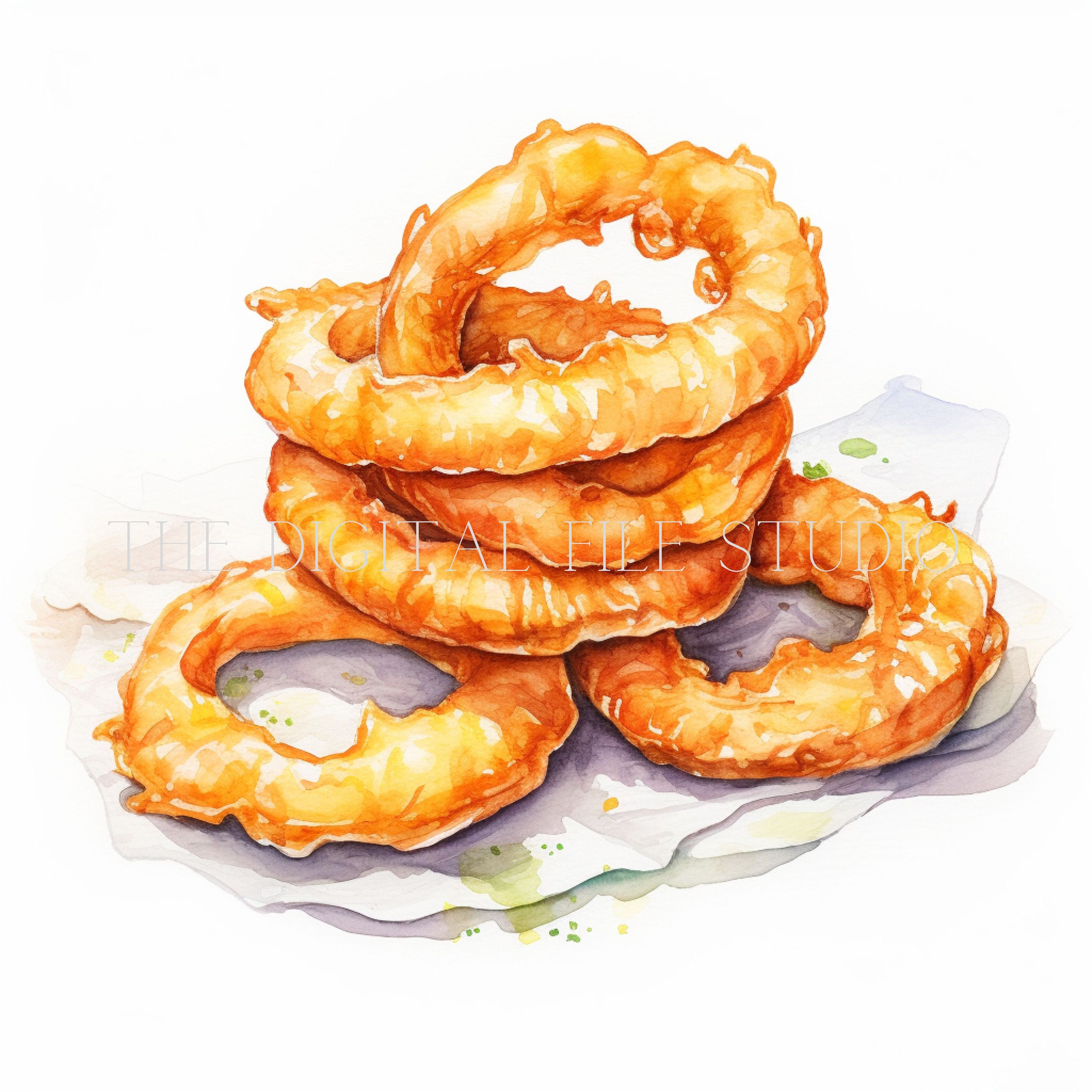 12 Watercolor Onion Rings Clipart PNGJPGPDF Digital Images Graphics ...