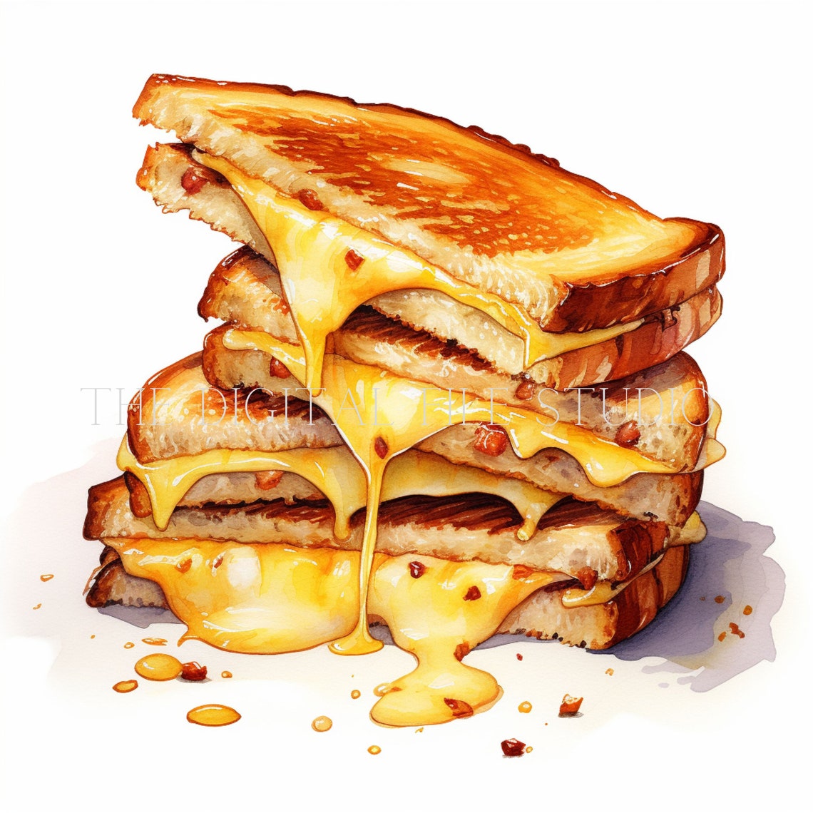 12 Watercolor Cheese Toasties Clipart PNGJPGPDF Cheese Toastie Digital ...