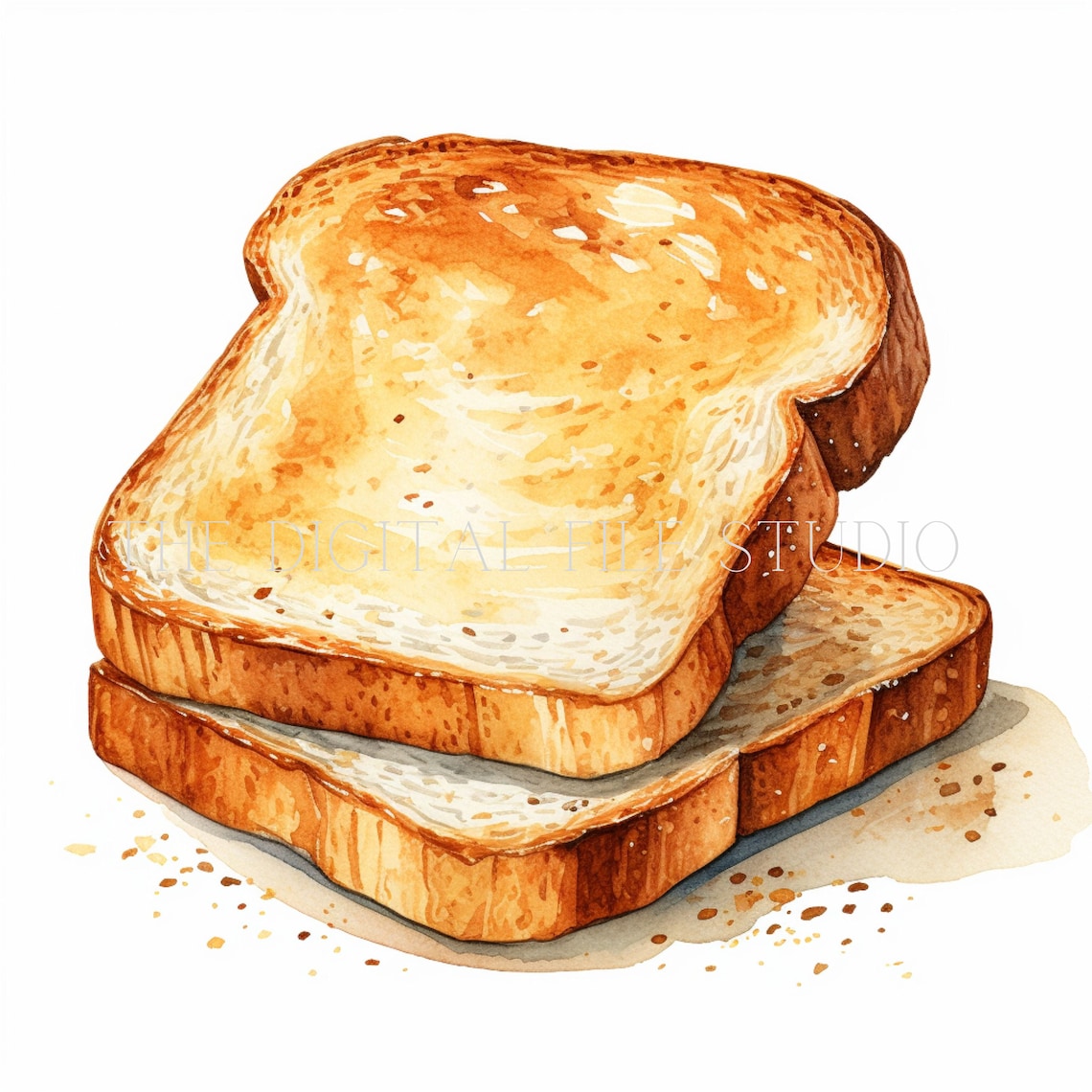 12 Watercolor Toast Clipart PNGJPGPDF Toast Digital Images Toast ...