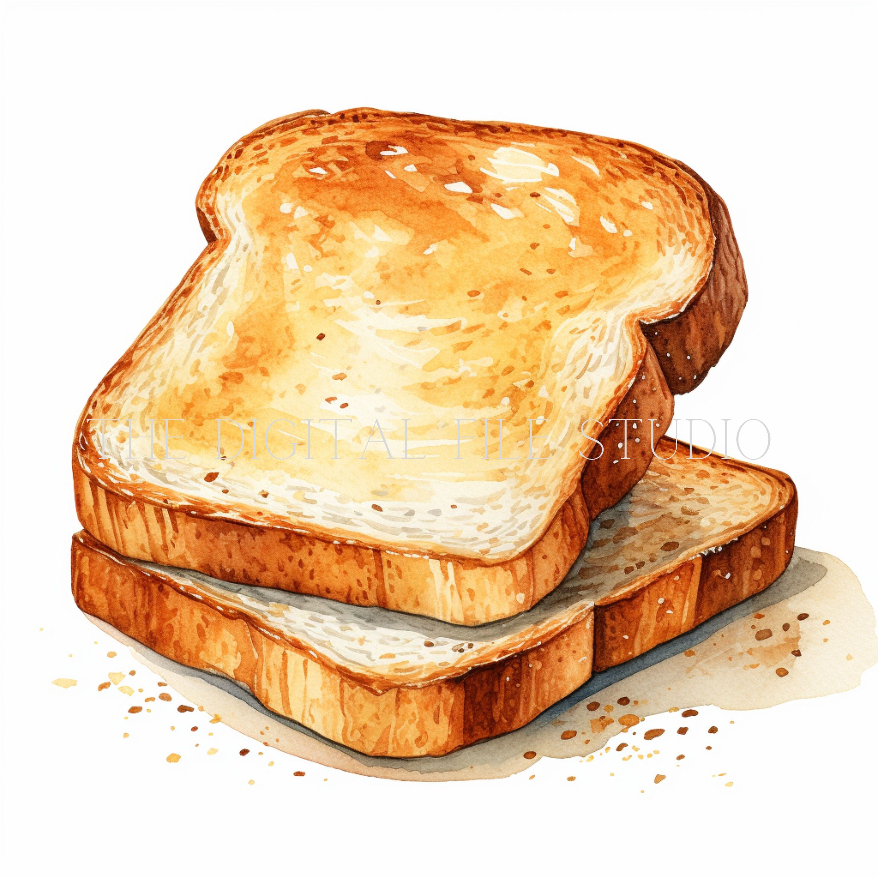 12 Watercolor Toast Clipart PNGJPGPDF Toast Digital Images Toast ...