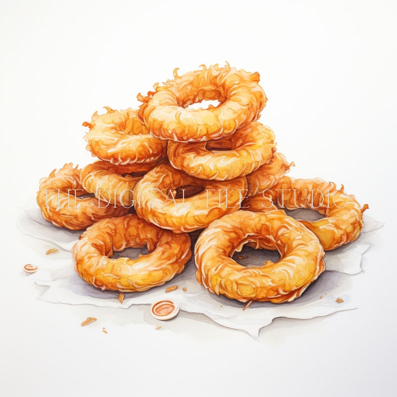 12 Watercolor Onion Rings Clipart PNGJPGPDF Digital Images Graphics ...