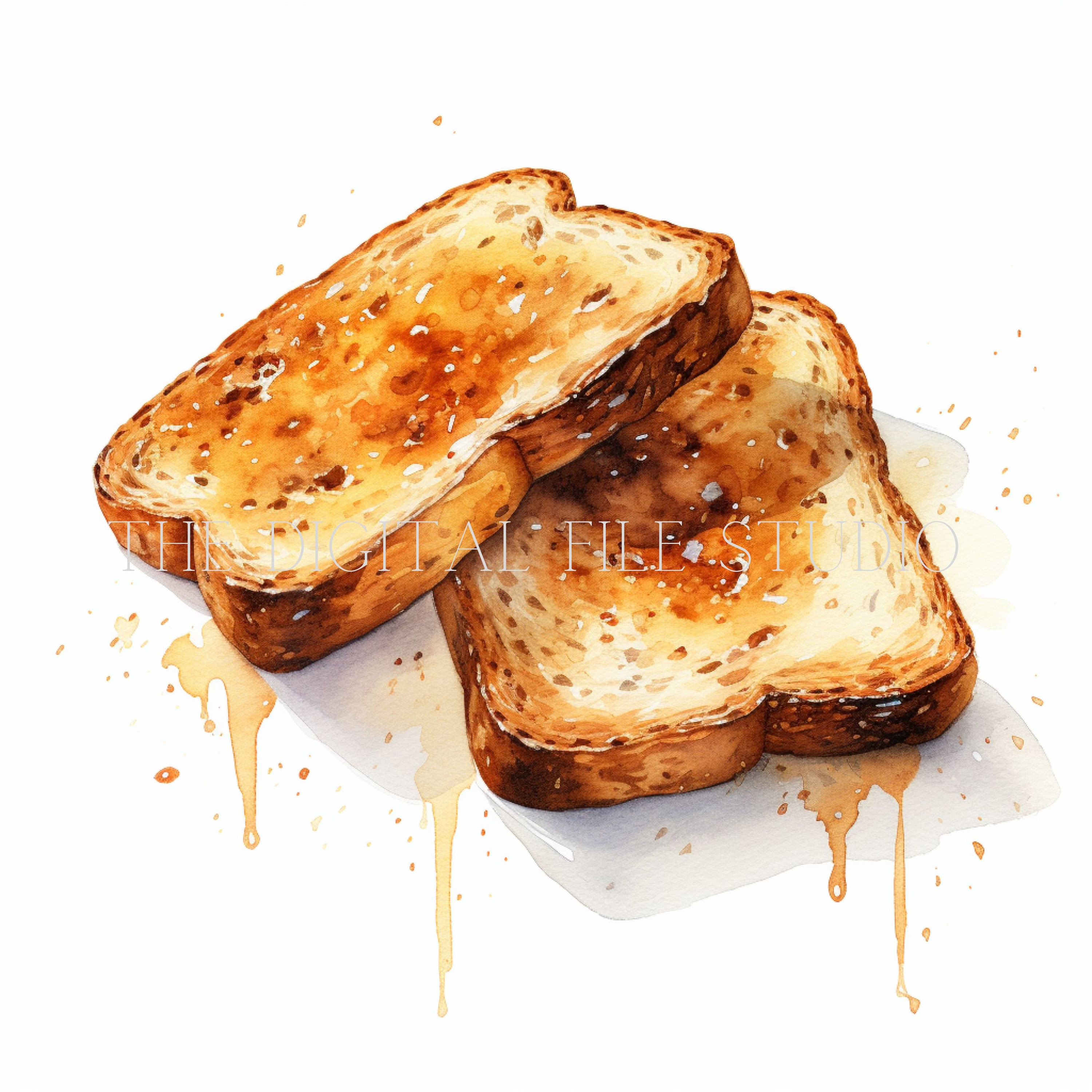 12 Watercolor Toast Clipart PNGJPGPDF Toast Digital Images Toast ...