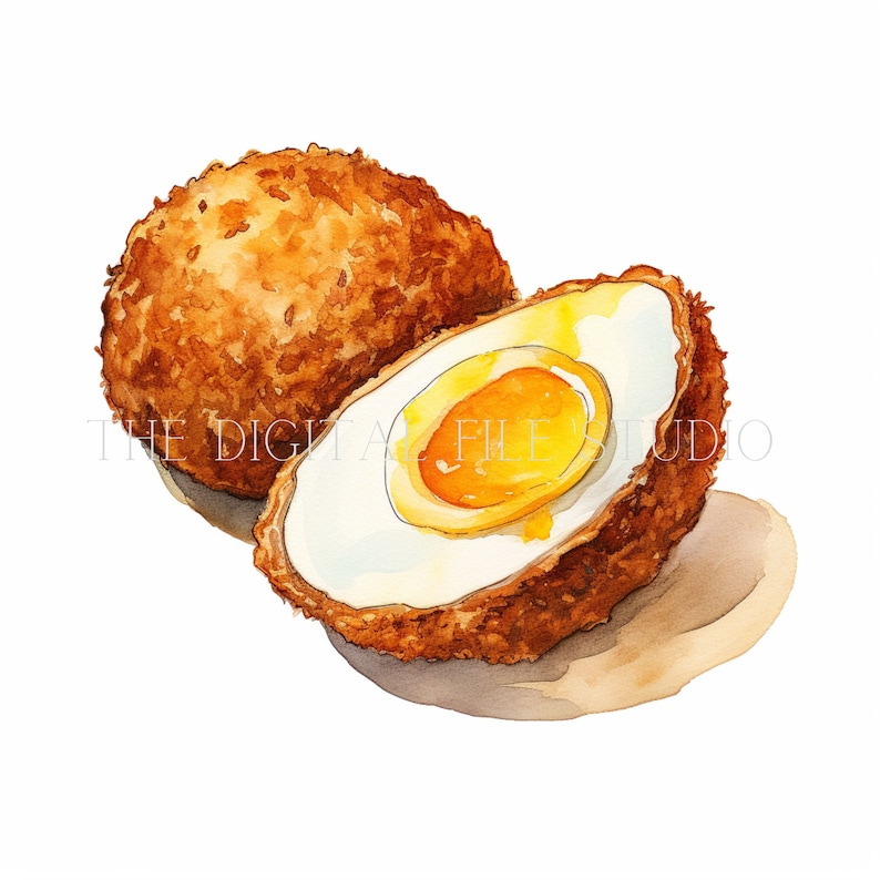 12 Watercolor Scotch Eggs Clipart PNGJPGPDF Scotch Eggs Digital Images ...