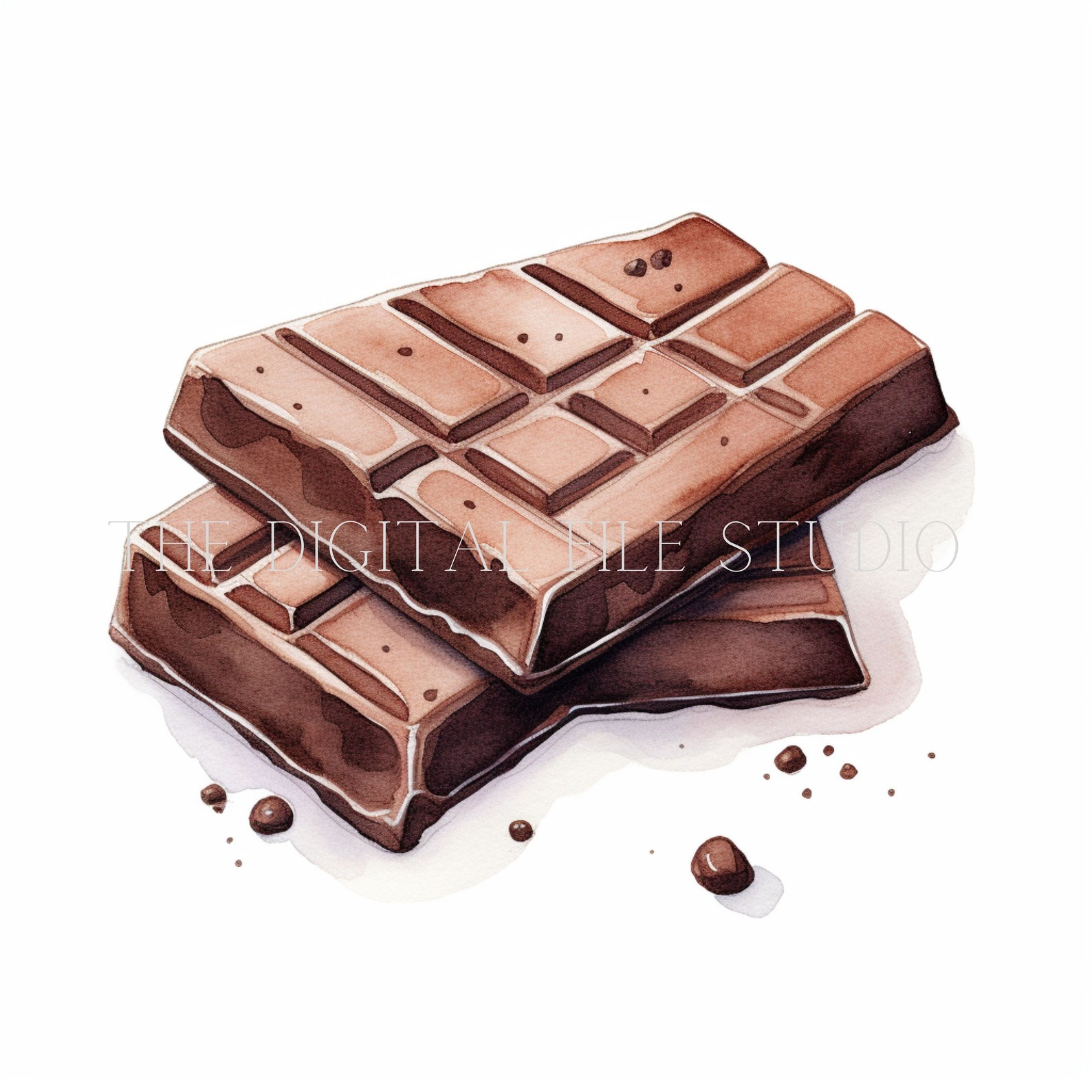 12 Watercolor Chocolate Clipart PNGJPGPDF Chocolate Digital Images ...