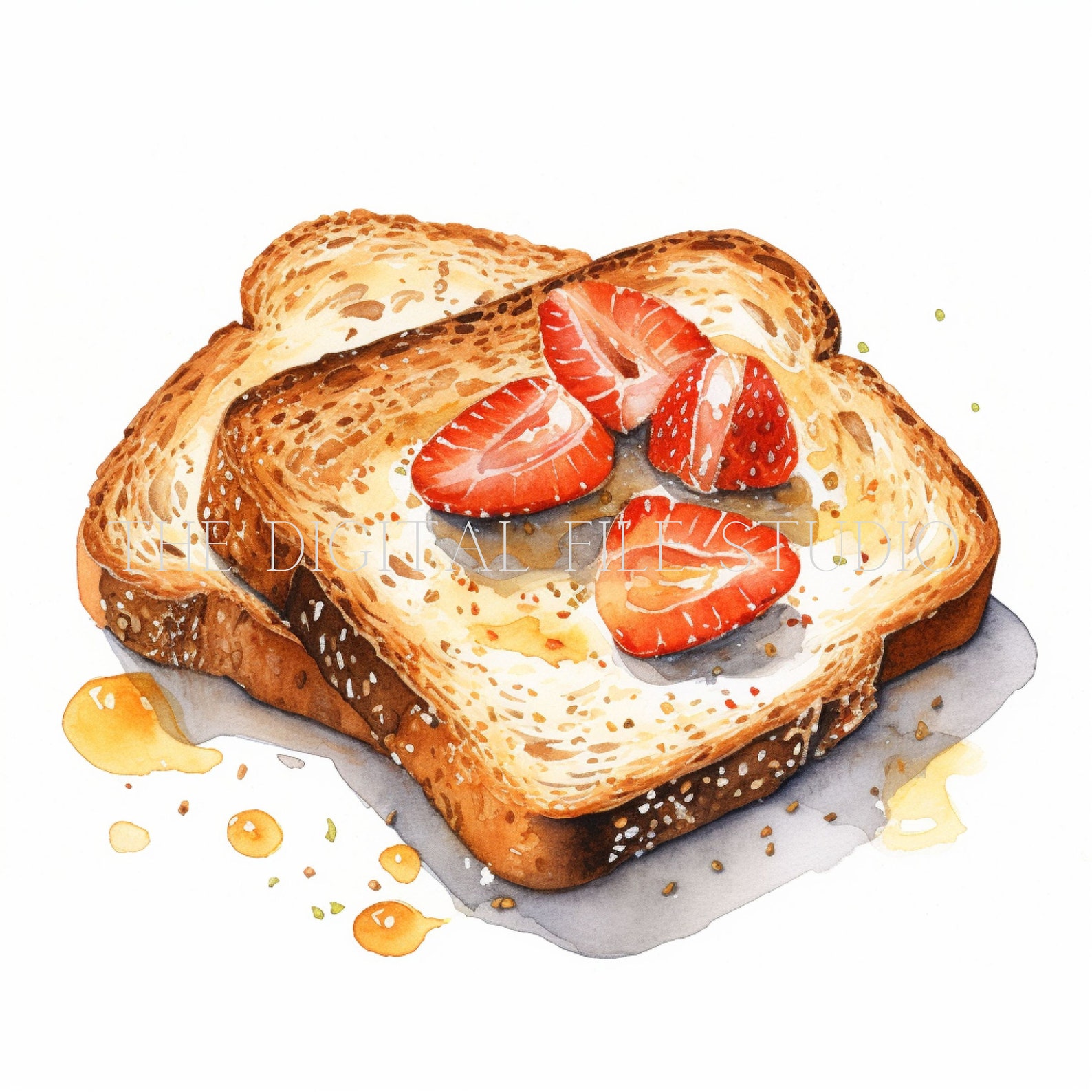 12 Watercolor Toast Clipart PNGJPGPDF Toast Digital Images Toast ...