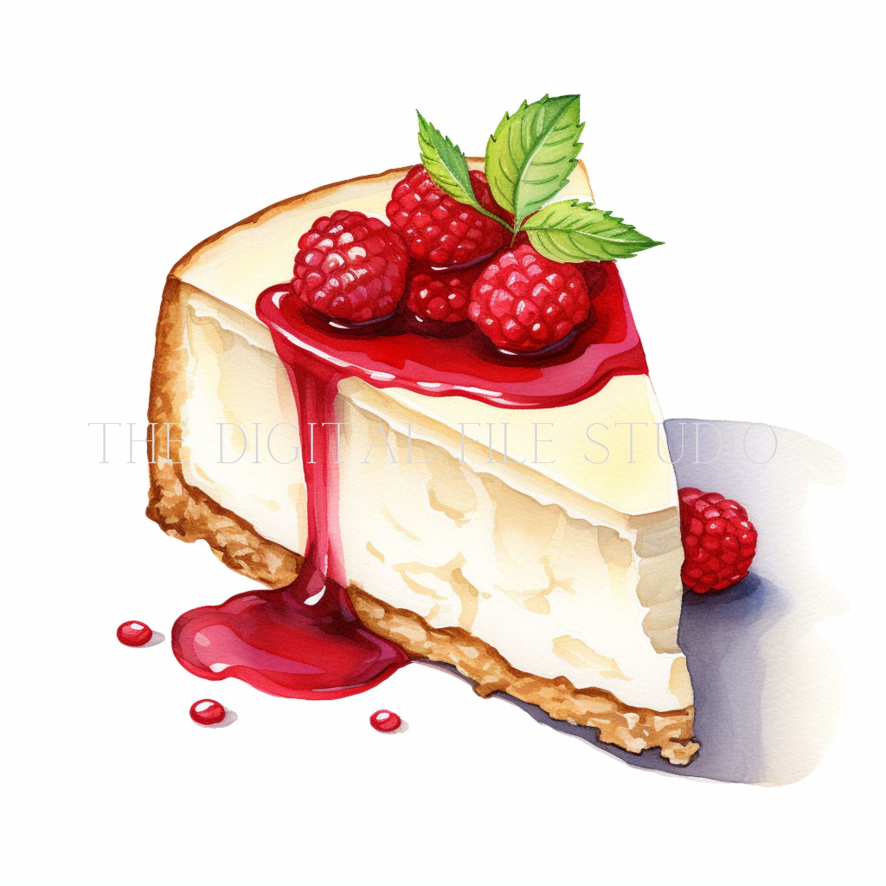 12 Watercolor Cheesecake Clipart PNGJPGPDF Cheesecake Digital Images ...