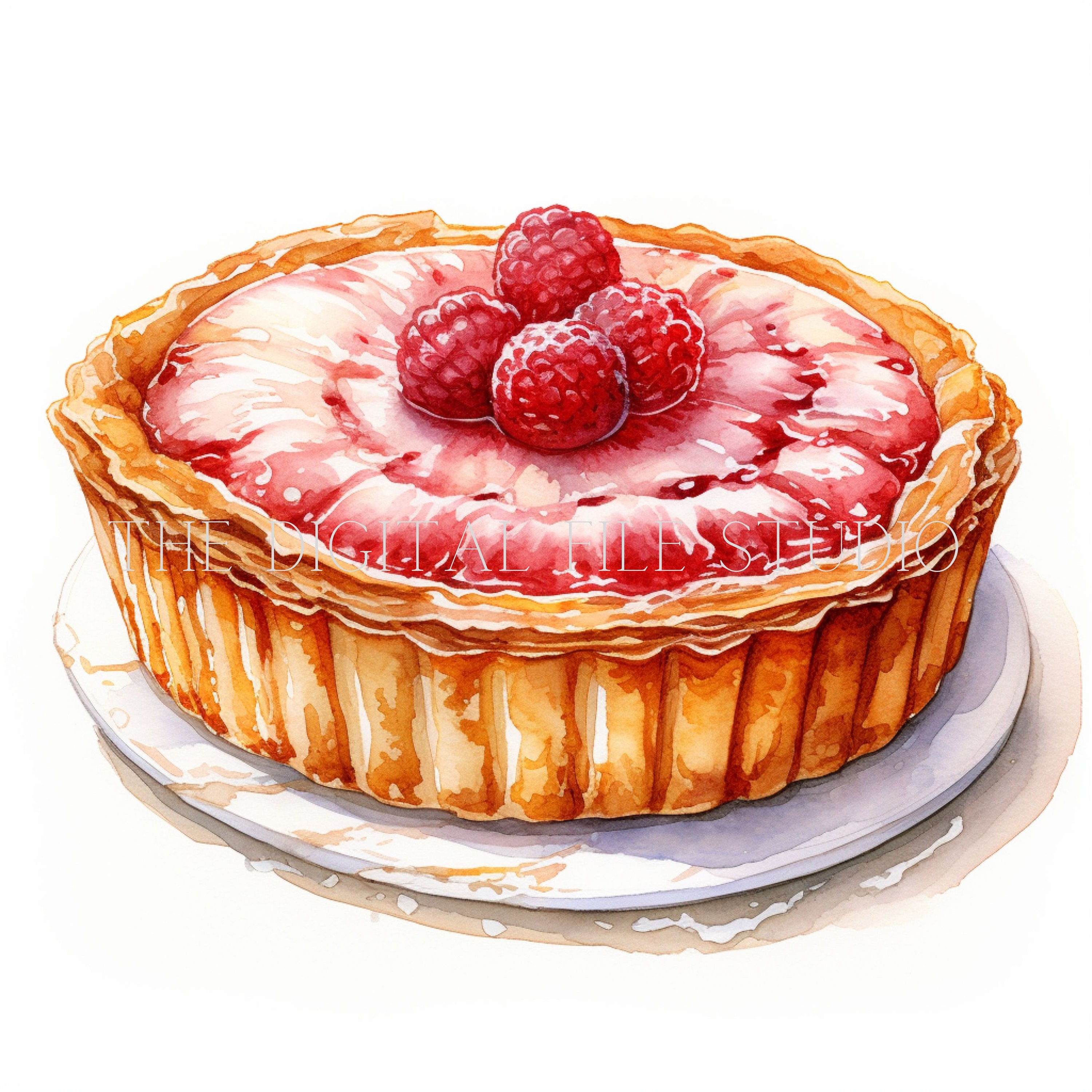 12 Watercolor Bakewell Tart Clipart PNGJPGPDF Bakewell Tart Digital ...