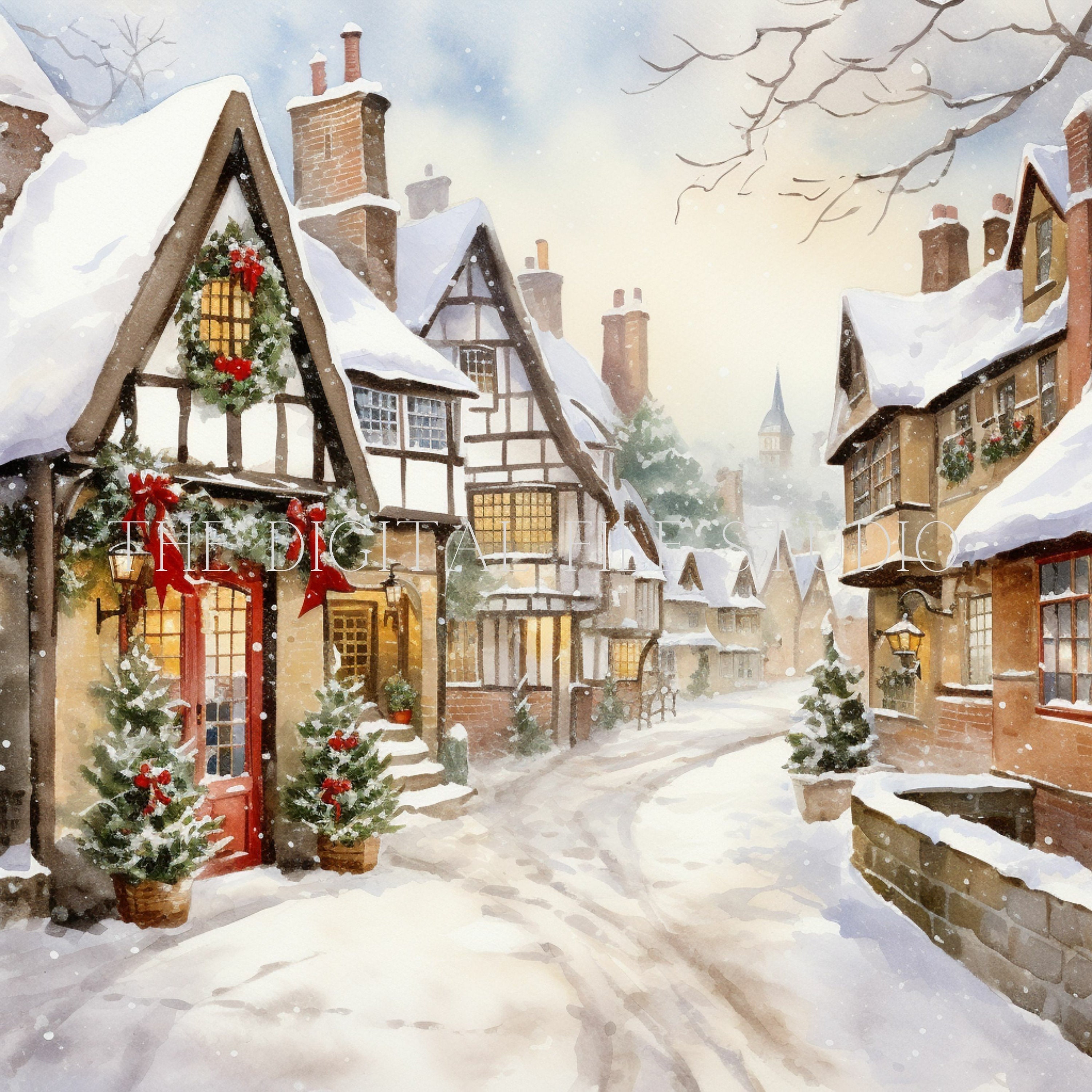 Festive Christmas Street Clipart 10 High-quality PNGJPGPDF Digital ...