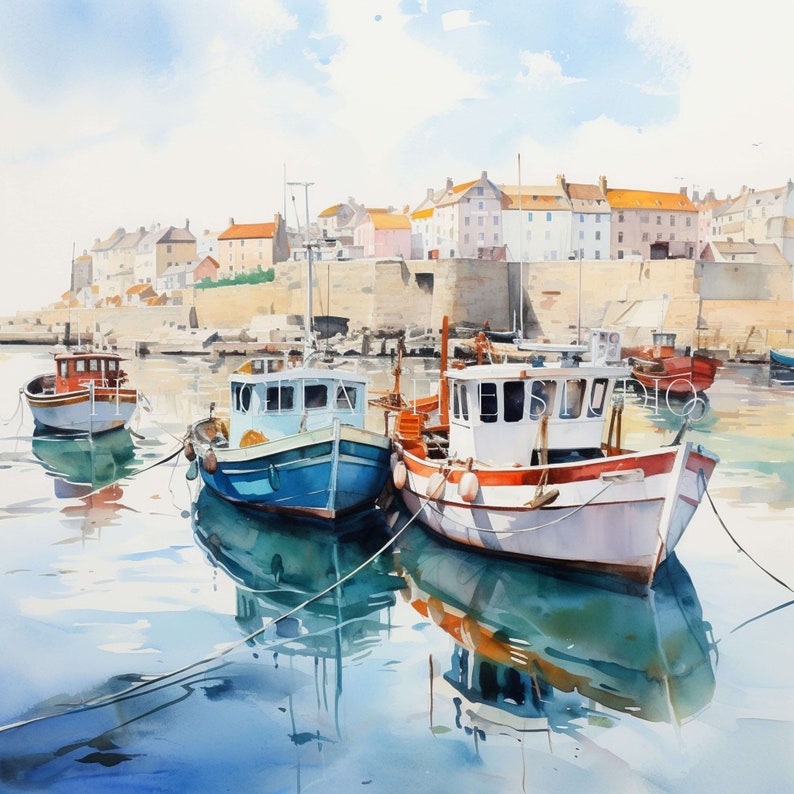 16 High-quality Designs of Harbor Scenes PNGJPGPDF Digital Print ...