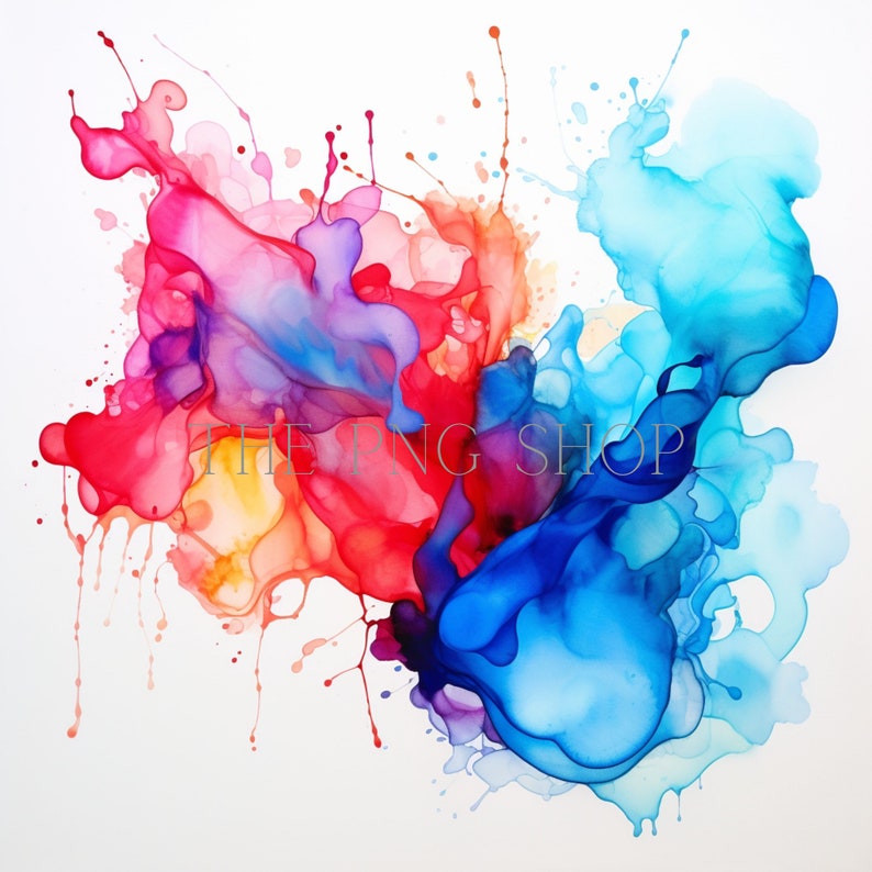 Alcohol Watercolor Splashes Clipart PNG Paint Splatter Clipart Ink ...