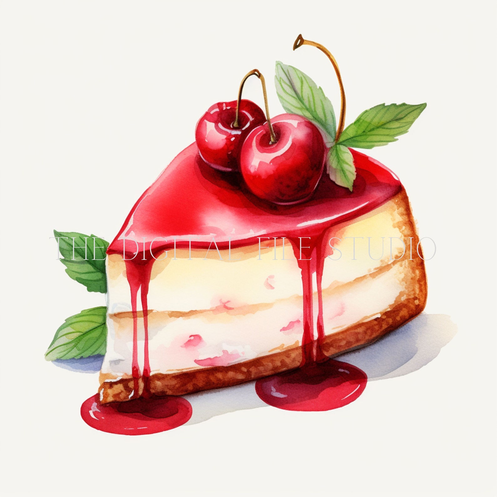 12 Watercolor Cheesecake Clipart PNGJPGPDF Cheesecake Digital Images ...