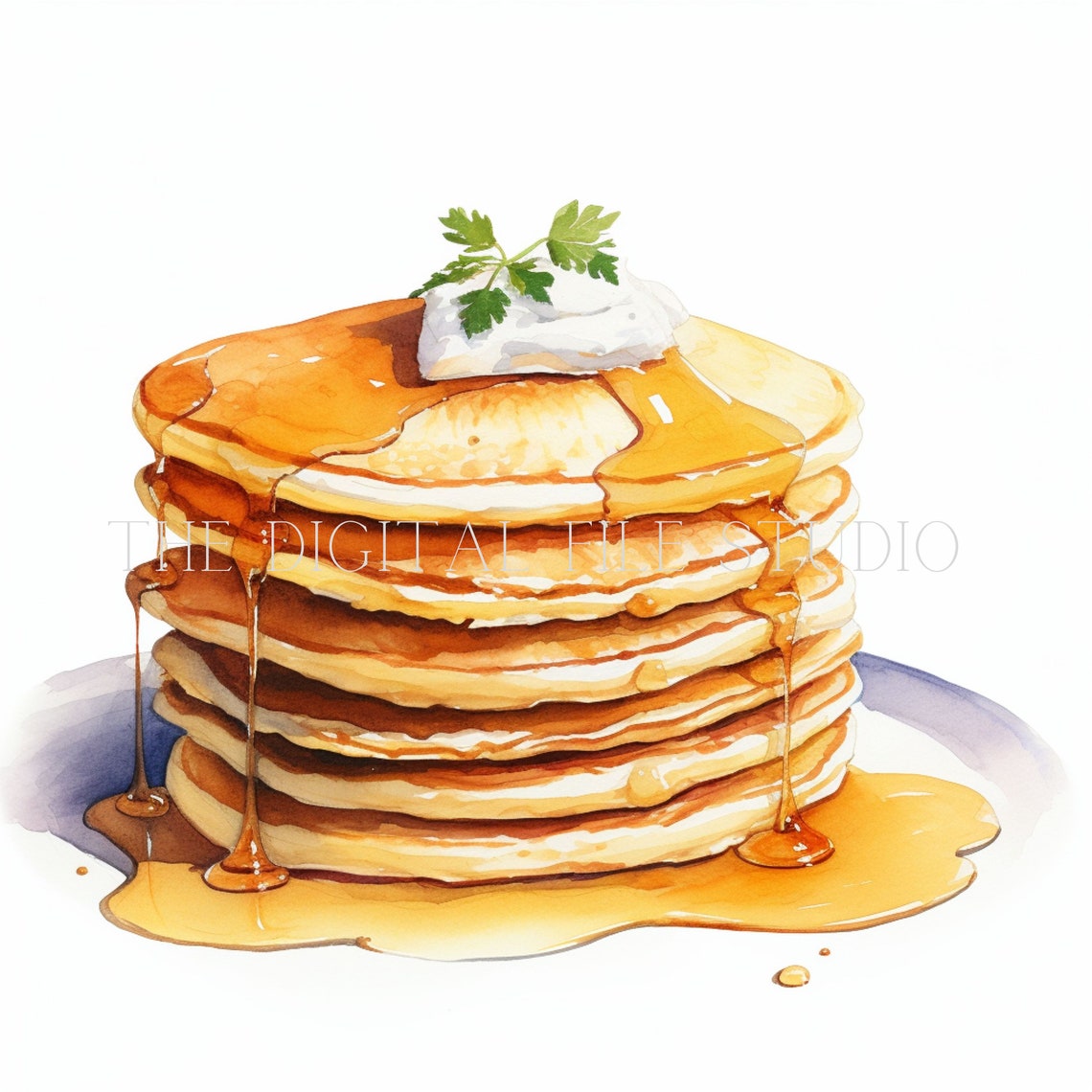 12 Watercolor Pancakes Clipart PNGJPGPDF Pancakes Digital Images ...