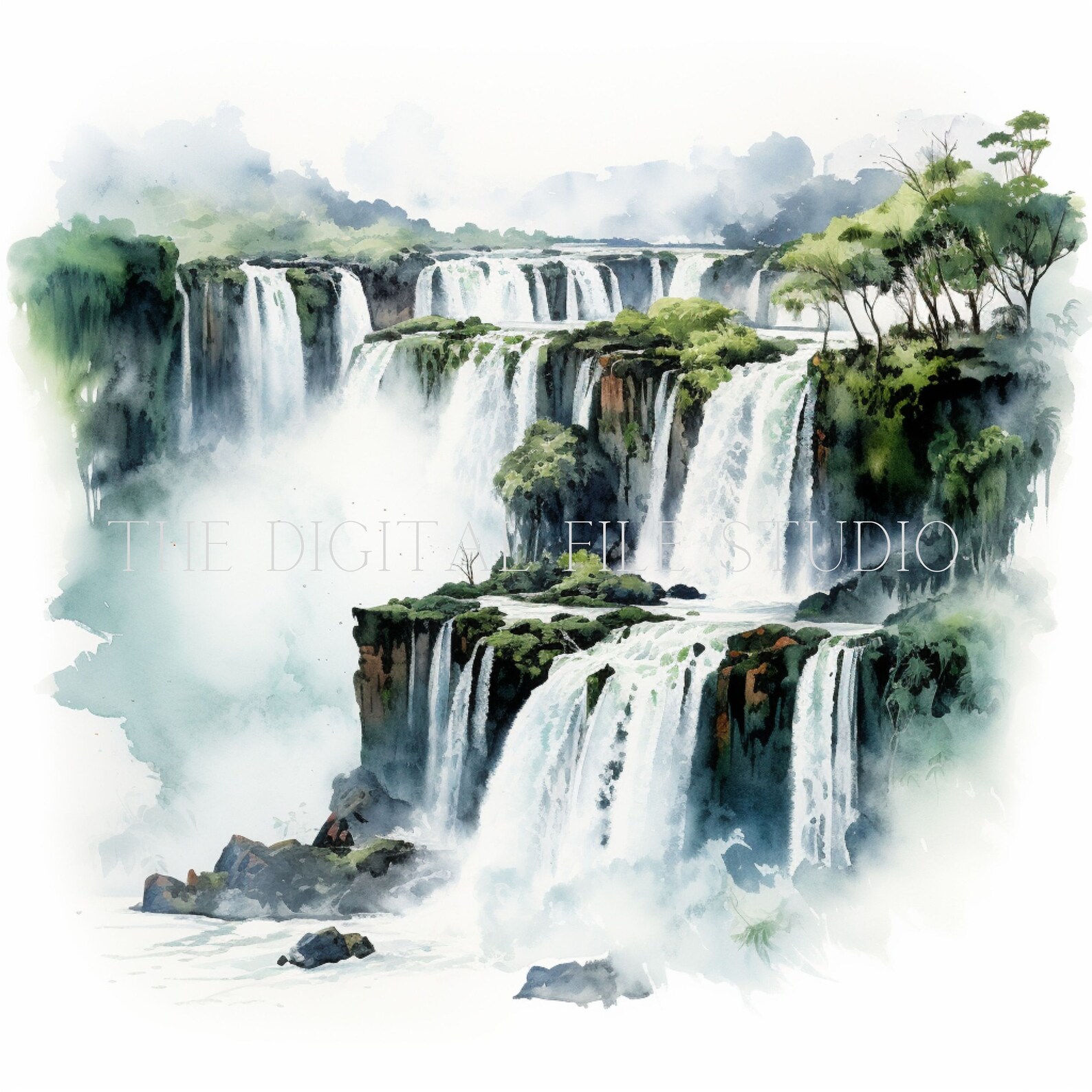 12 High-quality Designs of Iguazu Falls PNGJPGPDF Digital Print, Watercolor, Wall Art ...
