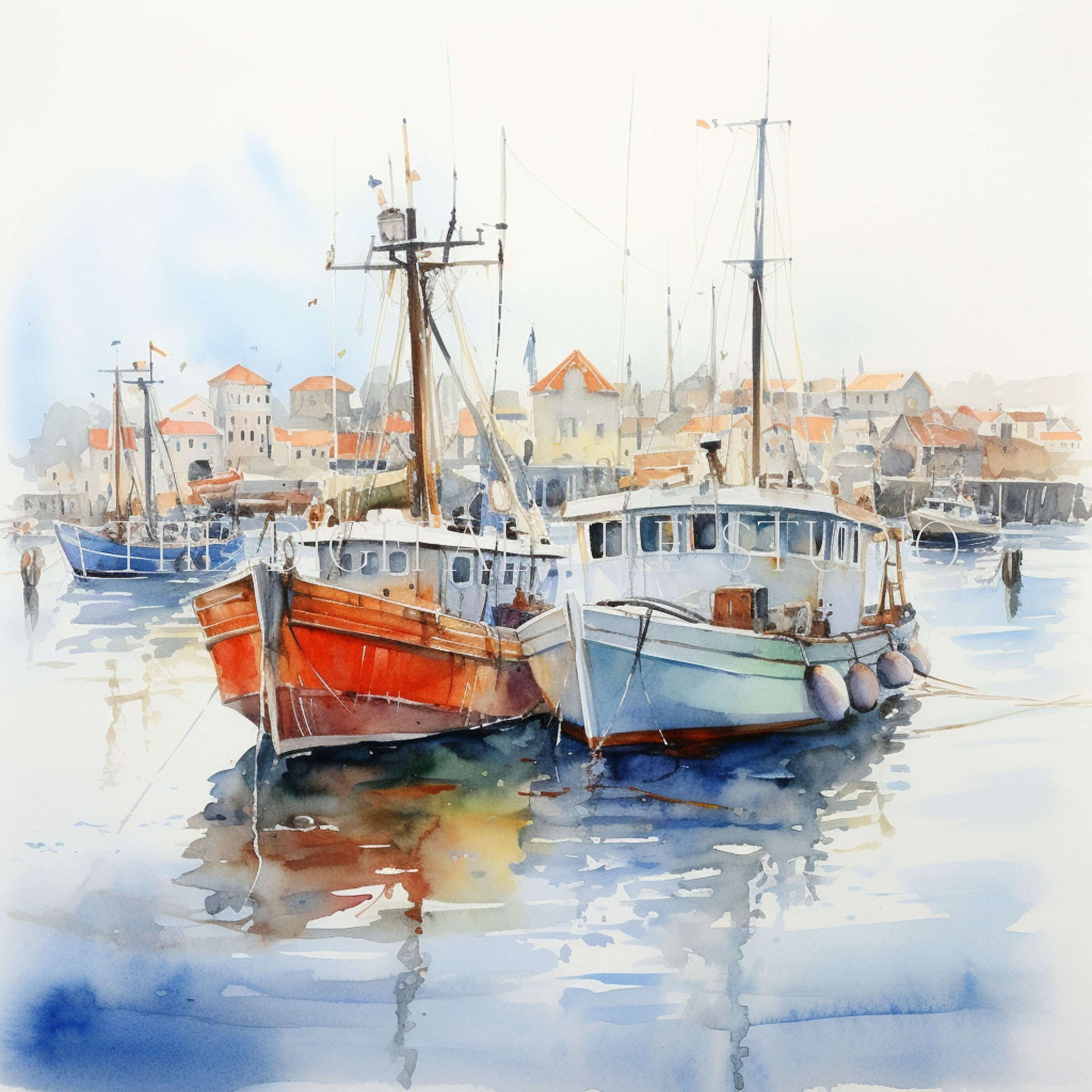 16 High-quality Designs of Harbor Scenes PNGJPGPDF Digital Print ...