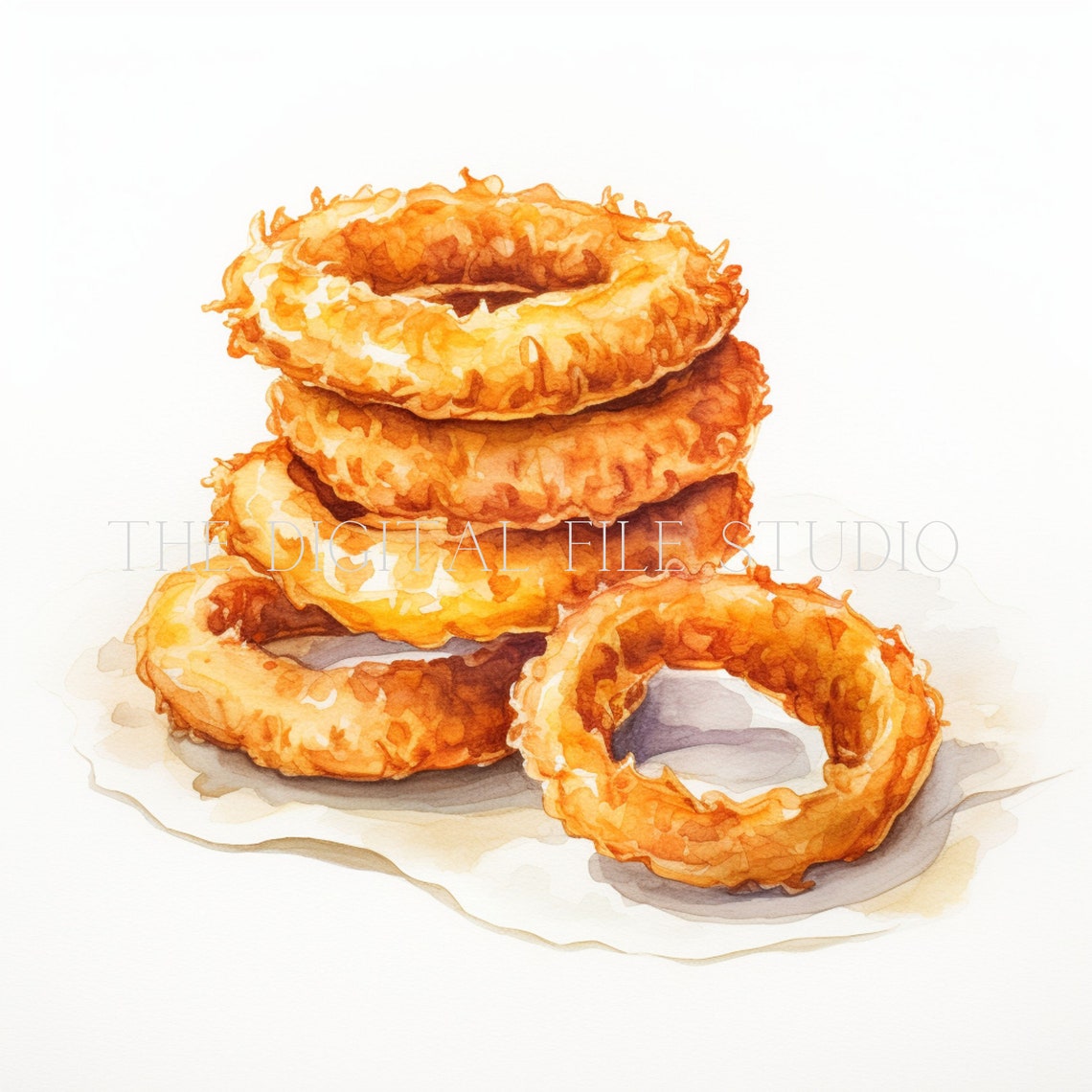 12 Watercolor Onion Rings Clipart PNGJPGPDF Digital Images Graphics ...