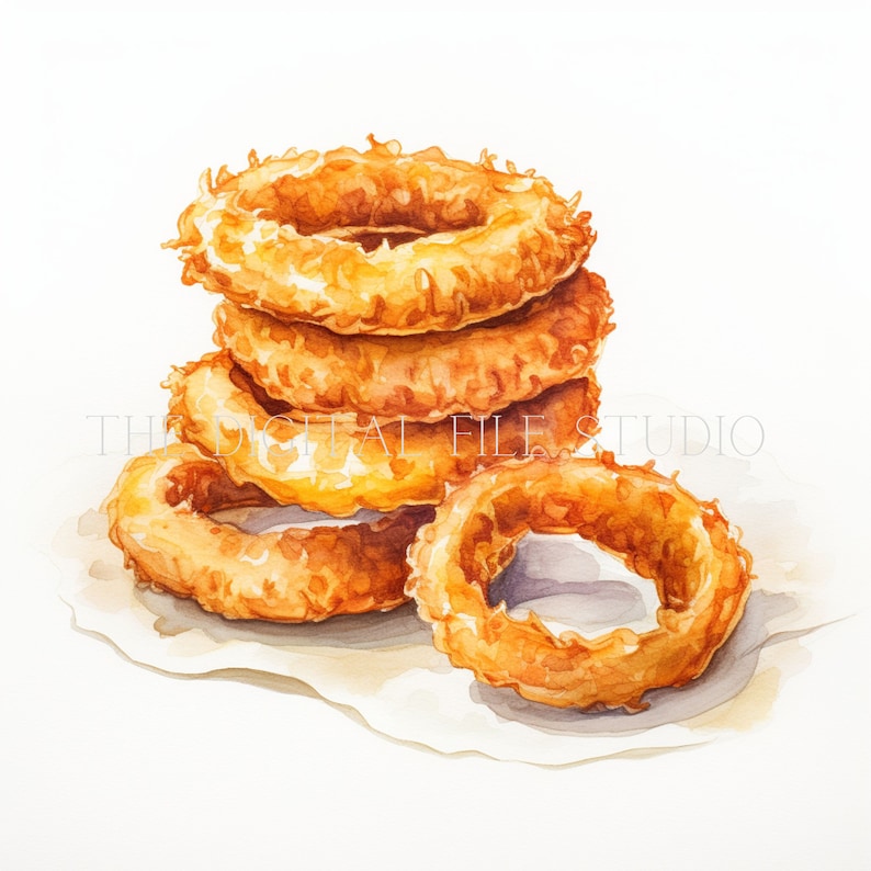 12 Watercolor Onion Rings Clipart PNGJPGPDF Digital Images Graphics ...