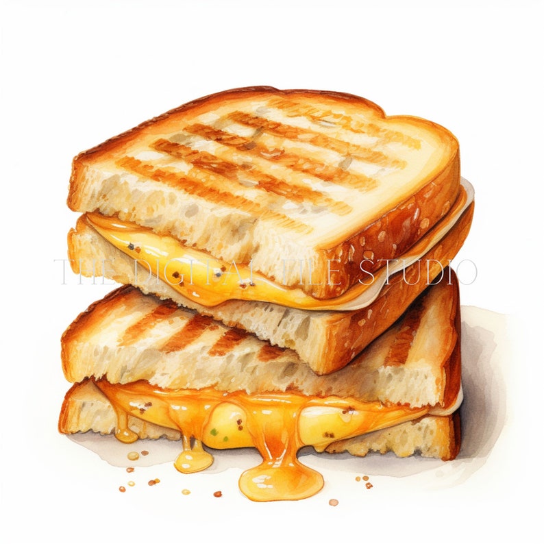 12 Watercolor Cheese Toasties Clipart PNGJPGPDF Cheese Toastie Digital ...