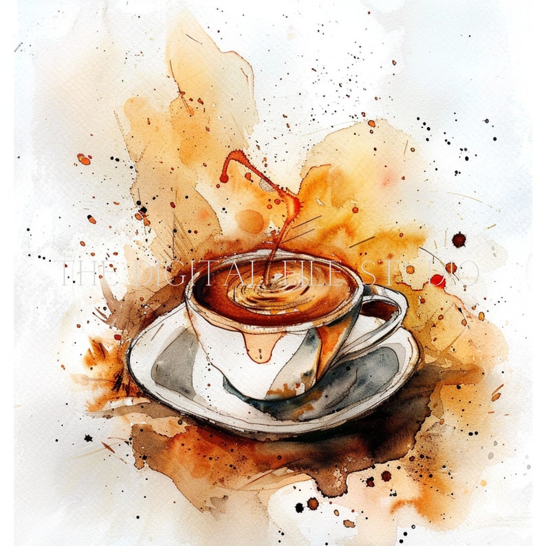 12 Watercolor Coffee Clipart PNGJPGPDF Digital Images Graphics ...