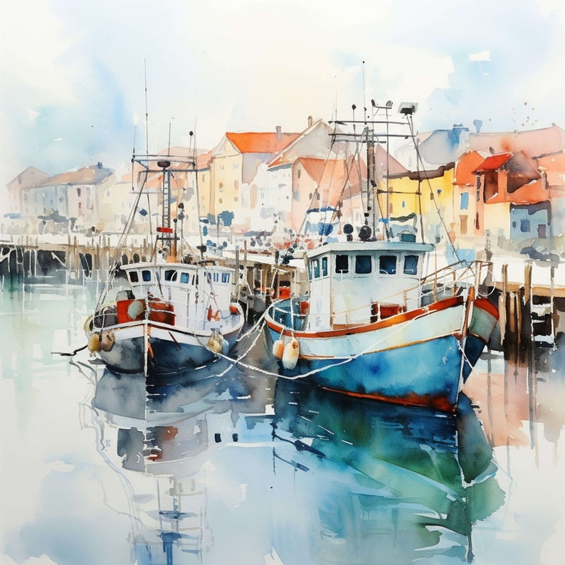 16 High-quality Designs of Harbor Scenes PNGJPGPDF Digital Print ...