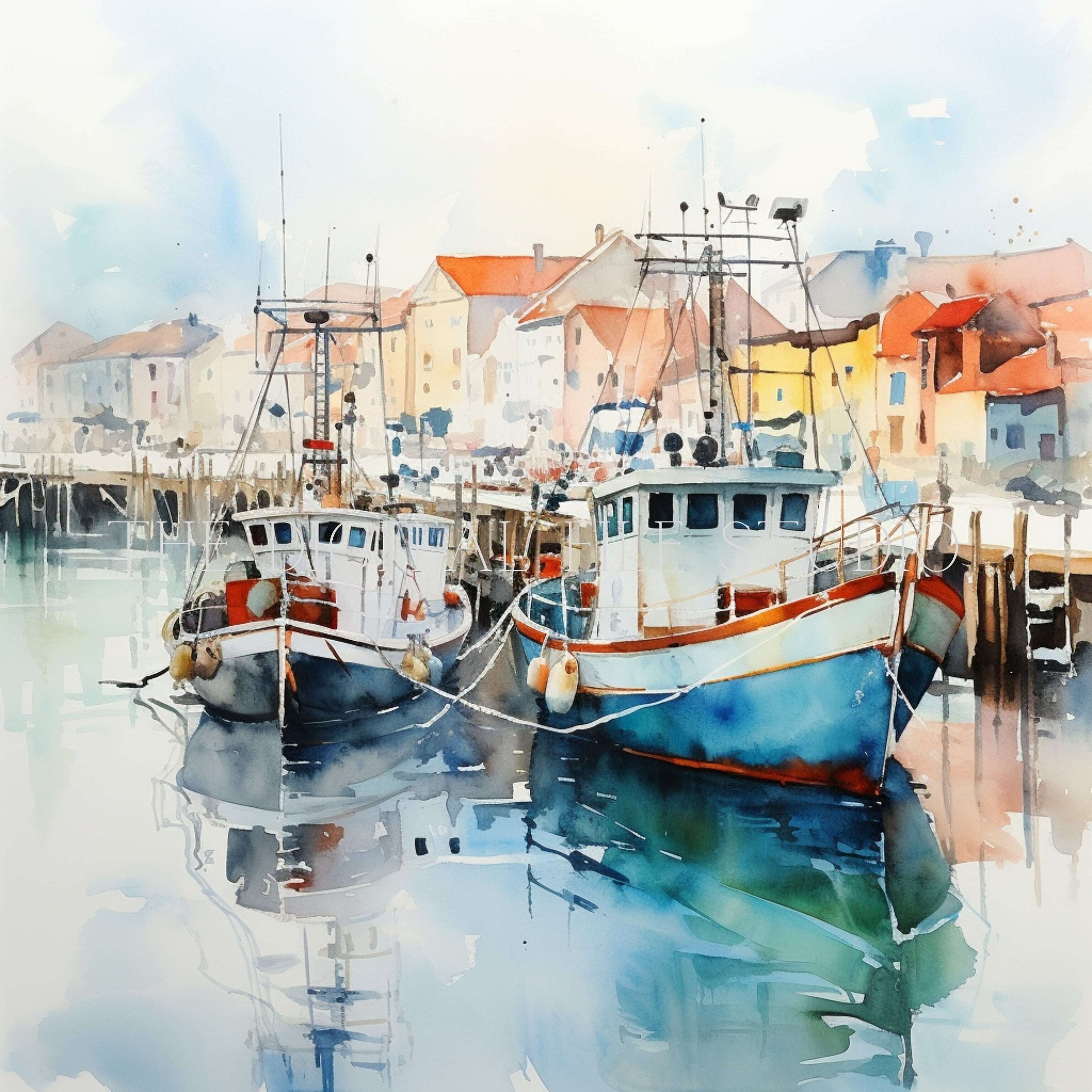16 High-quality Designs of Harbor Scenes PNGJPGPDF Digital Print ...