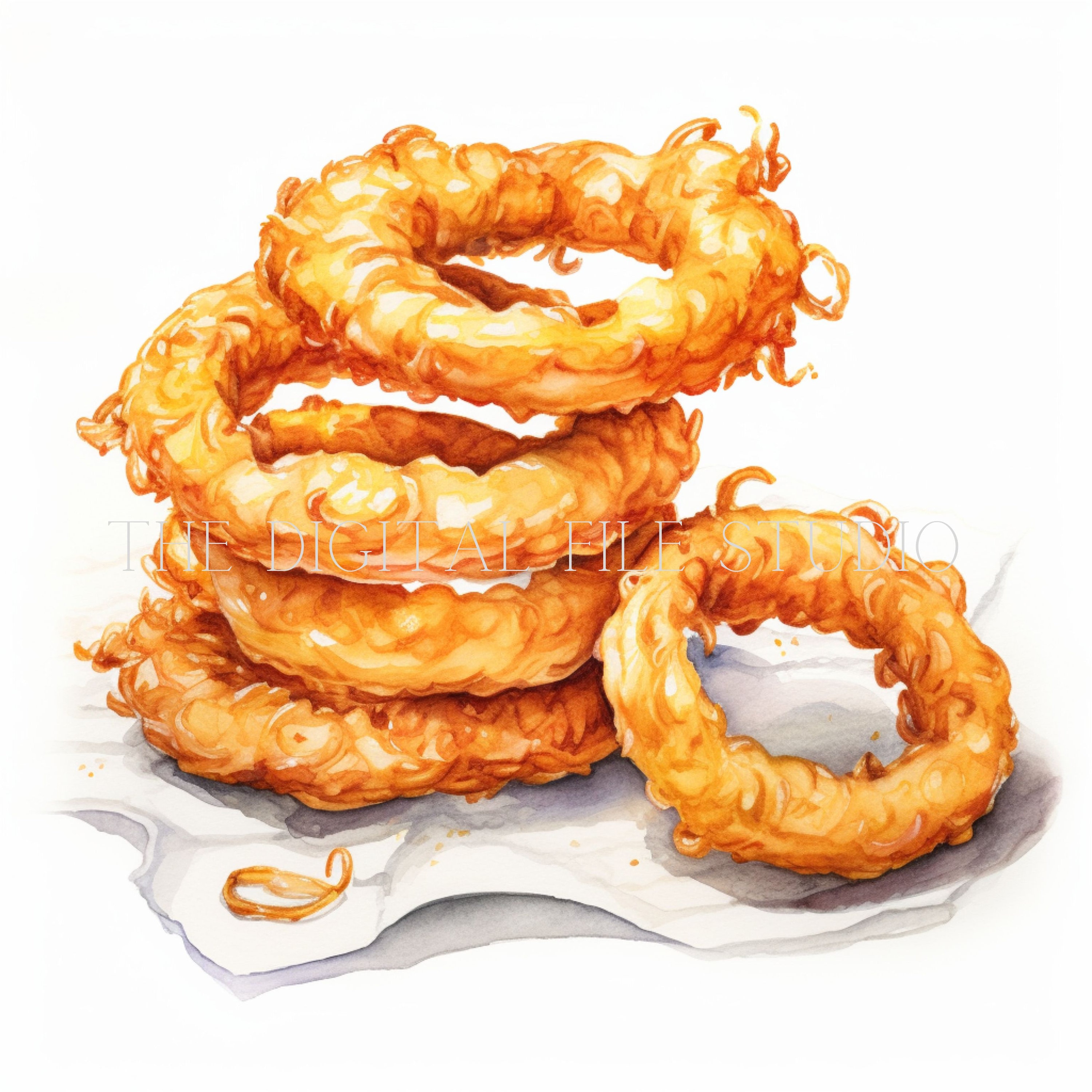 12 Watercolor Onion Rings Clipart PNGJPGPDF Digital Images Graphics ...