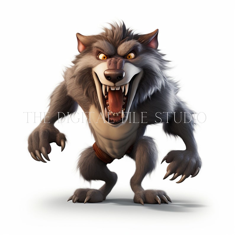 12 Cartoon Werewolf High-quality Designs PNGJPGPDF Clip Art 12 Digital ...