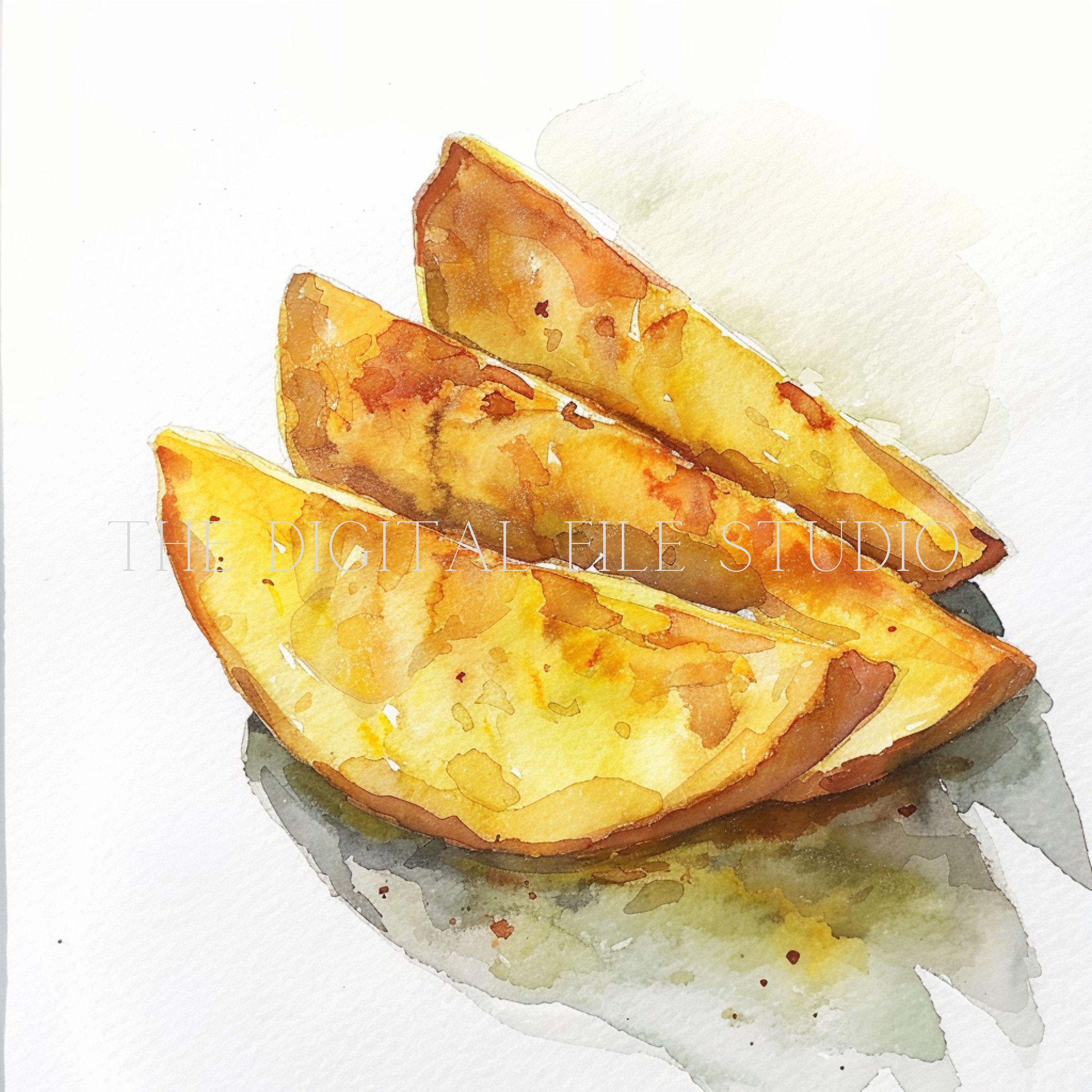 12 Watercolor Potato Wedges Clipart PNGJPGPDF Digital Images Graphics ...