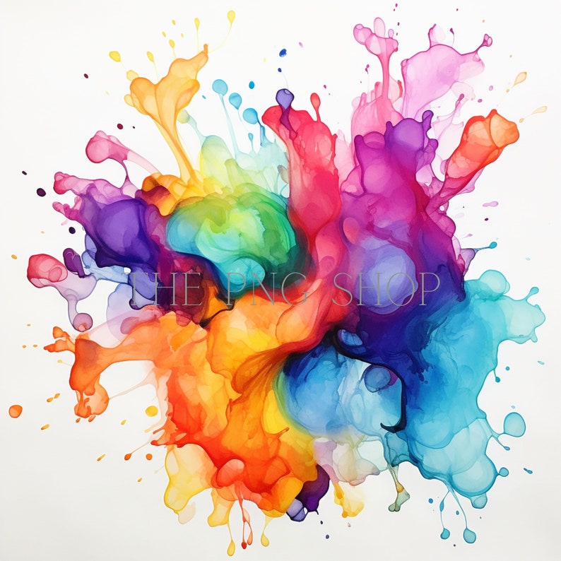 Alcohol Watercolor Splashes Clipart PNG Paint Splatter Clipart Ink ...