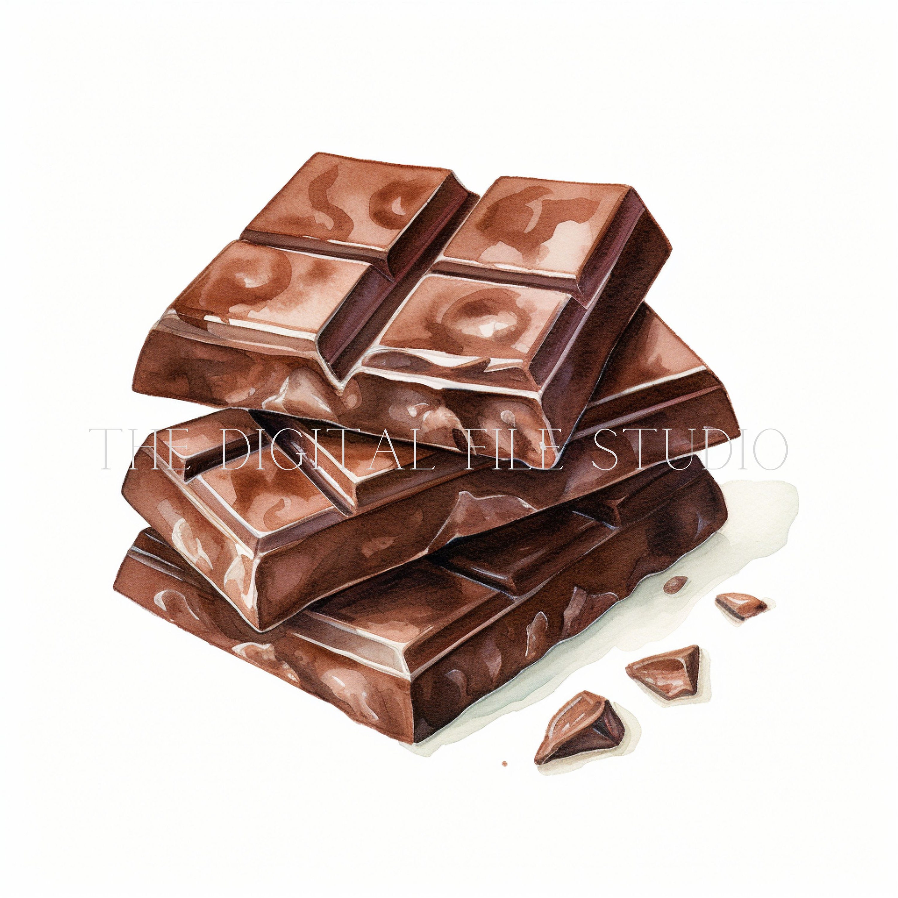 12 Watercolor Chocolate Clipart PNGJPGPDF Chocolate Digital Images ...