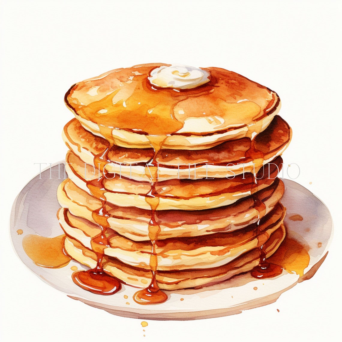 12 Watercolor Pancakes Clipart PNGJPGPDF Pancakes Digital Images ...