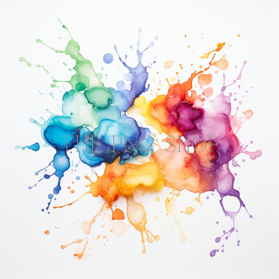 Alcohol Watercolor Splashes Clipart PNG Paint Splatter Clipart Ink ...