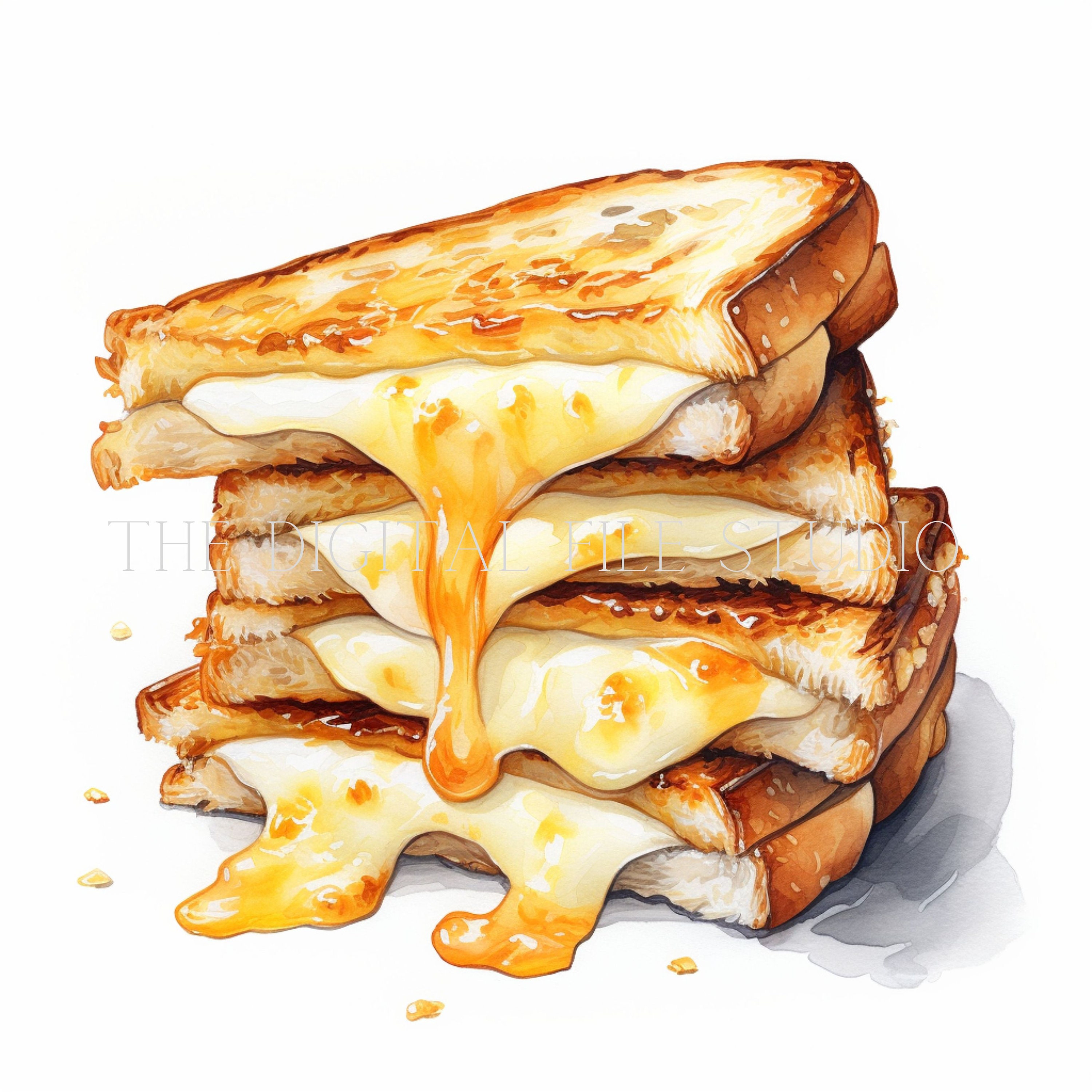 12 Watercolor Cheese Toasties Clipart PNGJPGPDF Cheese Toastie Digital ...