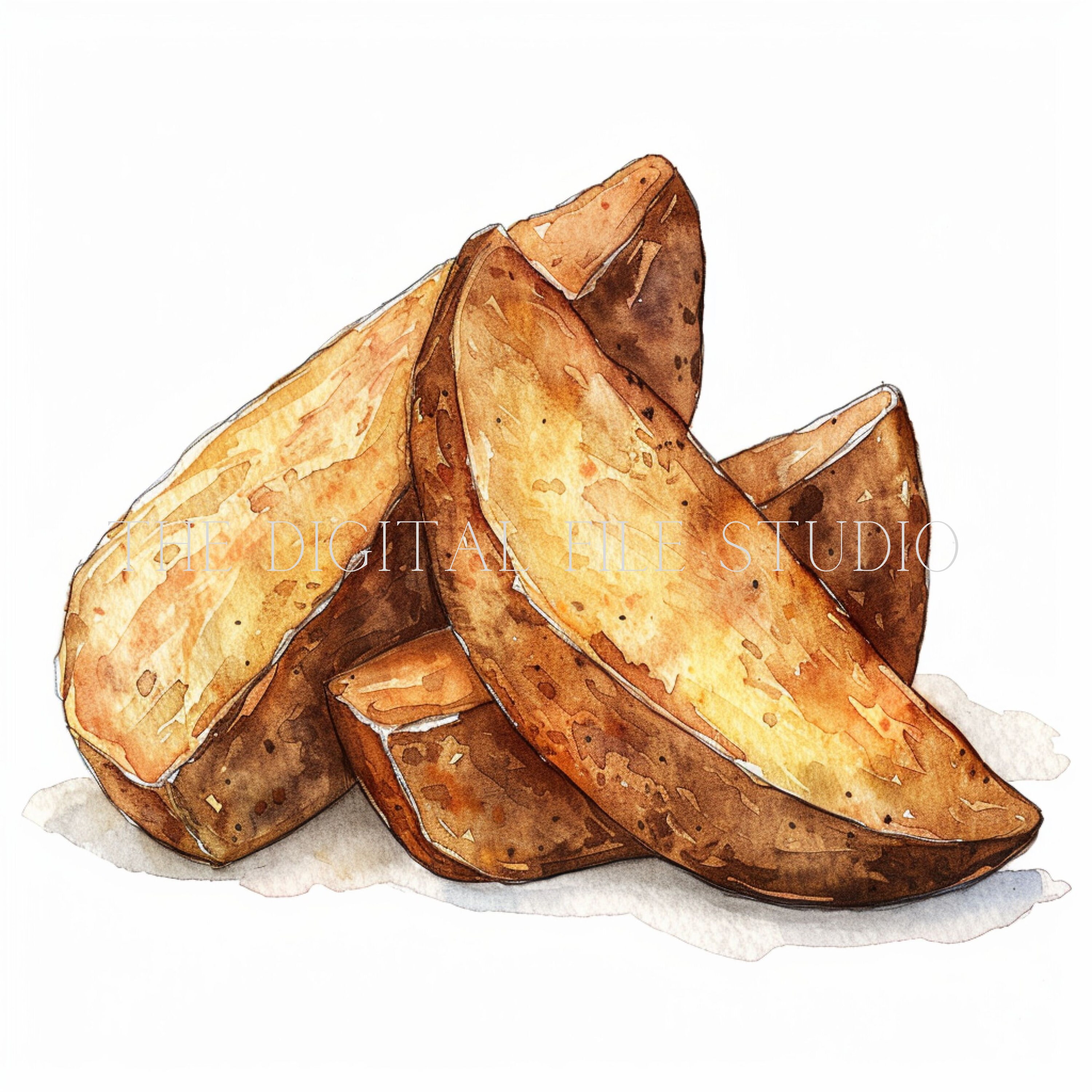 12 Watercolor Potato Wedges Clipart PNGJPGPDF Digital Images Graphics ...