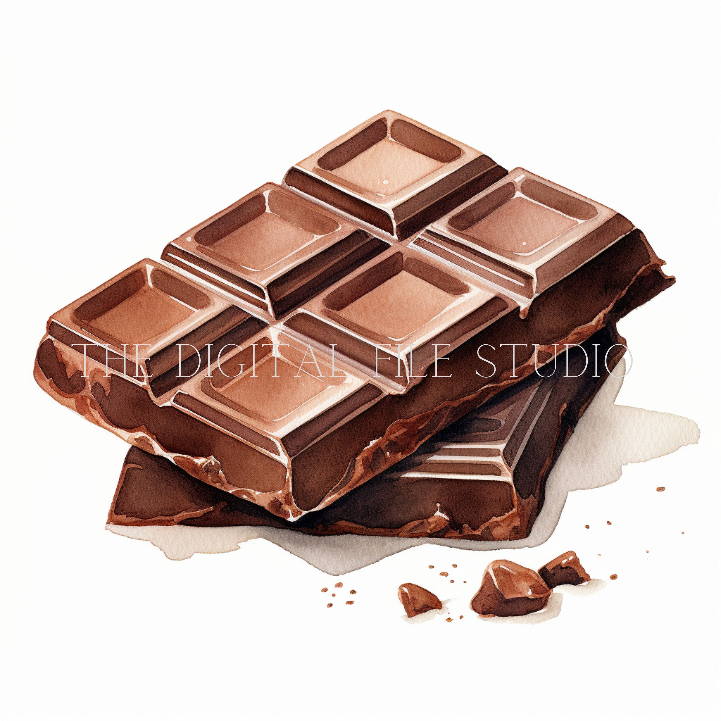 12 Watercolor Chocolate Clipart PNGJPGPDF Chocolate Digital Images ...
