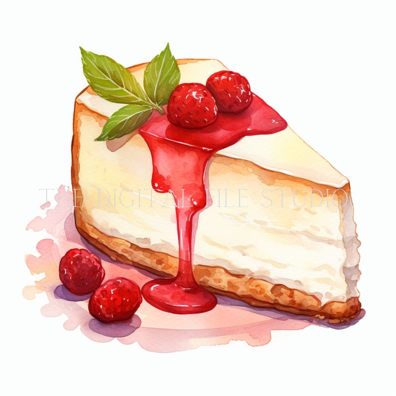 12 Watercolor Cheesecake Clipart PNGJPGPDF Cheesecake Digital Images ...
