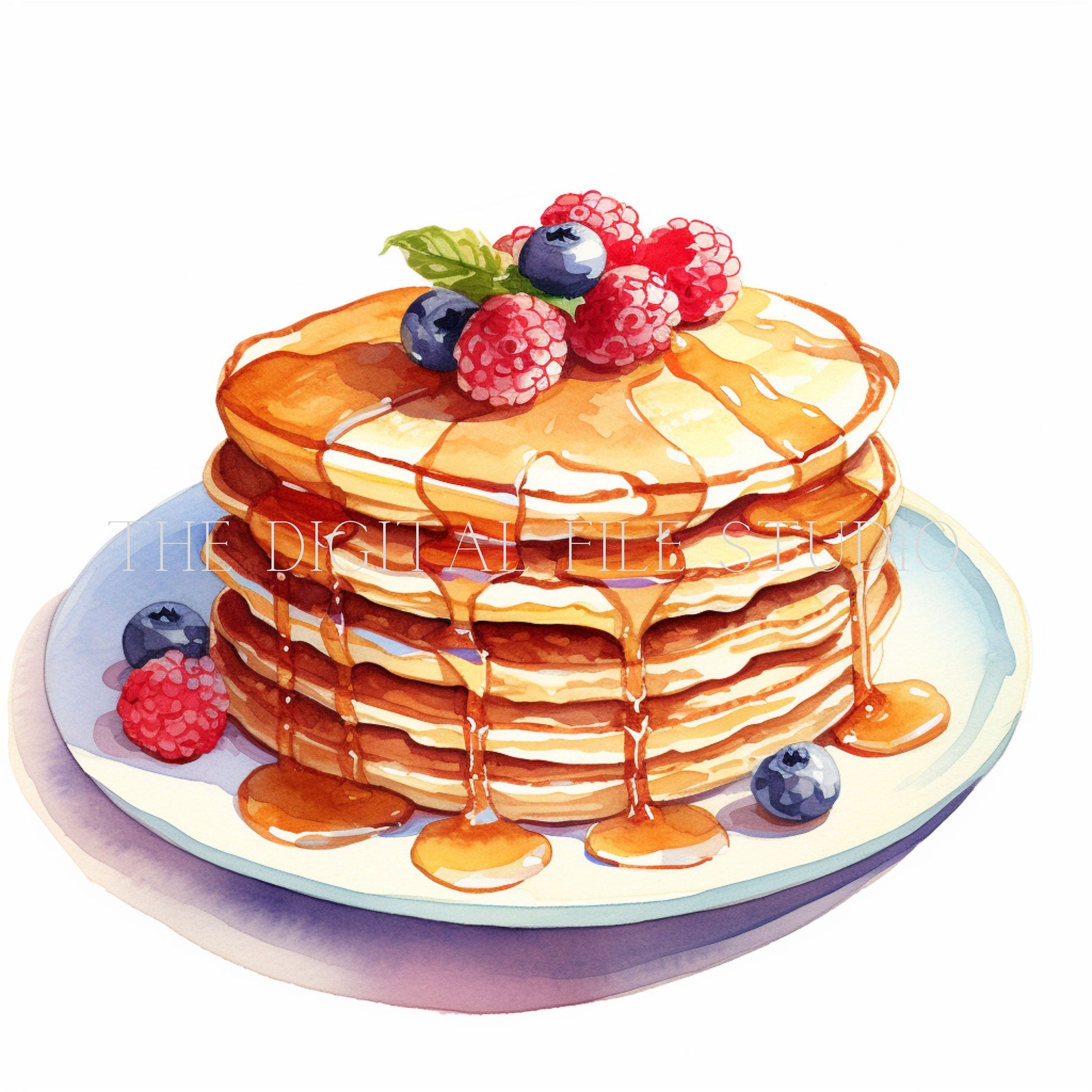 12 Watercolor Pancakes Clipart PNGJPGPDF Pancakes Digital Images ...