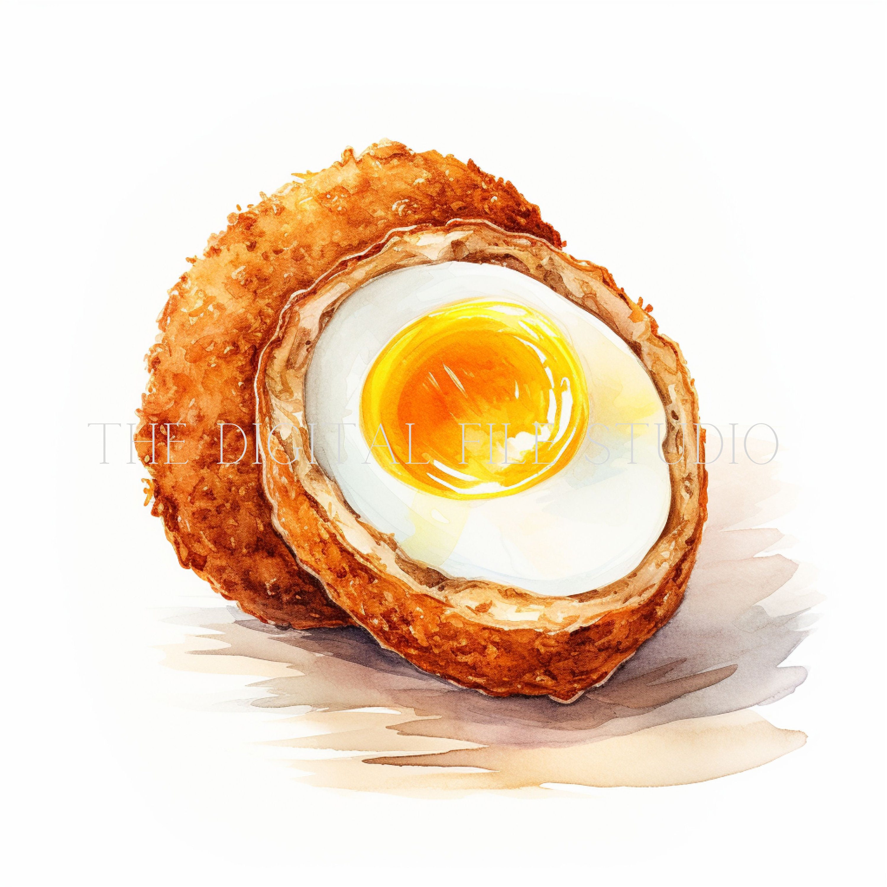 12 Watercolor Scotch Eggs Clipart PNGJPGPDF Scotch Eggs Digital Images ...