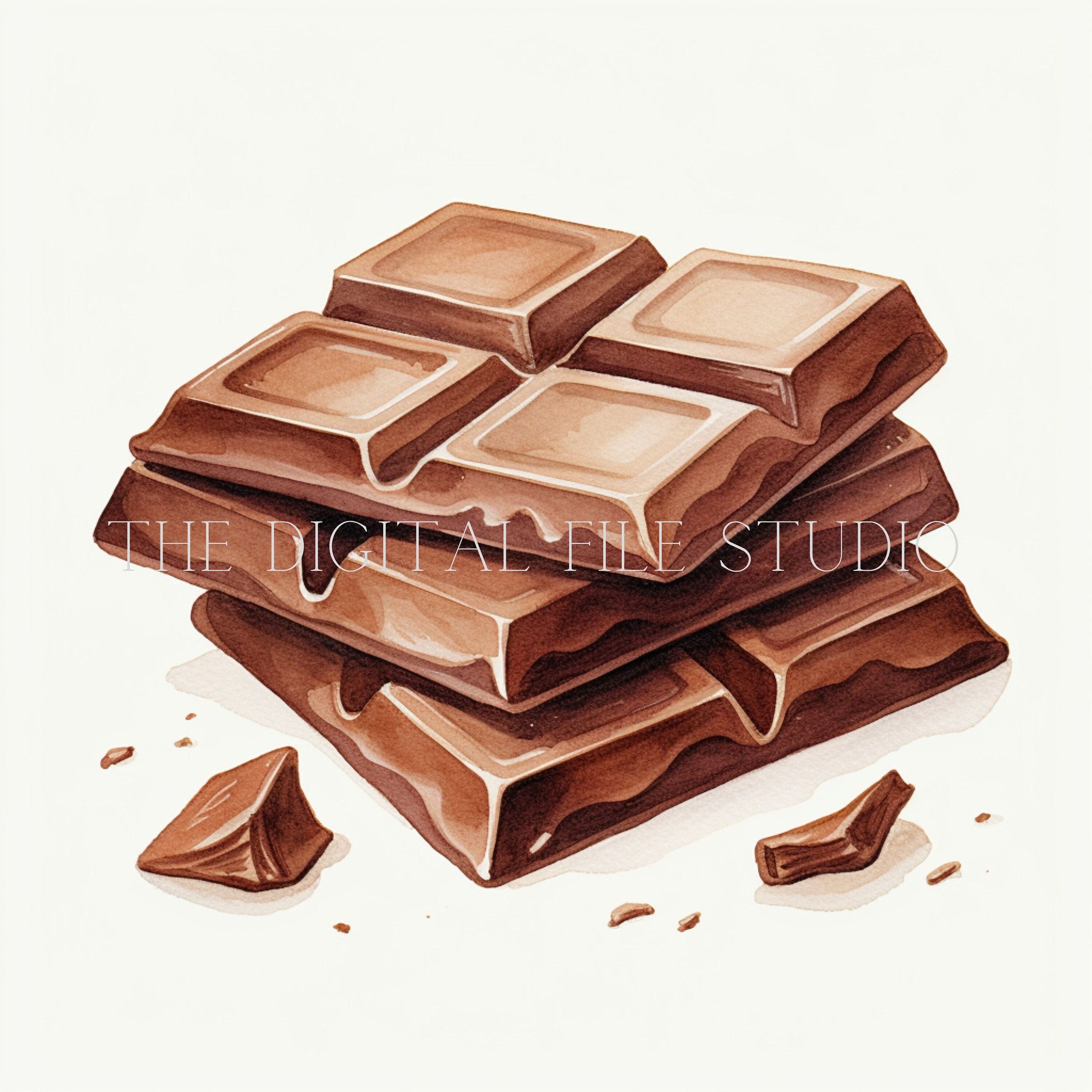 12 Watercolor Chocolate Clipart PNGJPGPDF Chocolate Digital Images ...