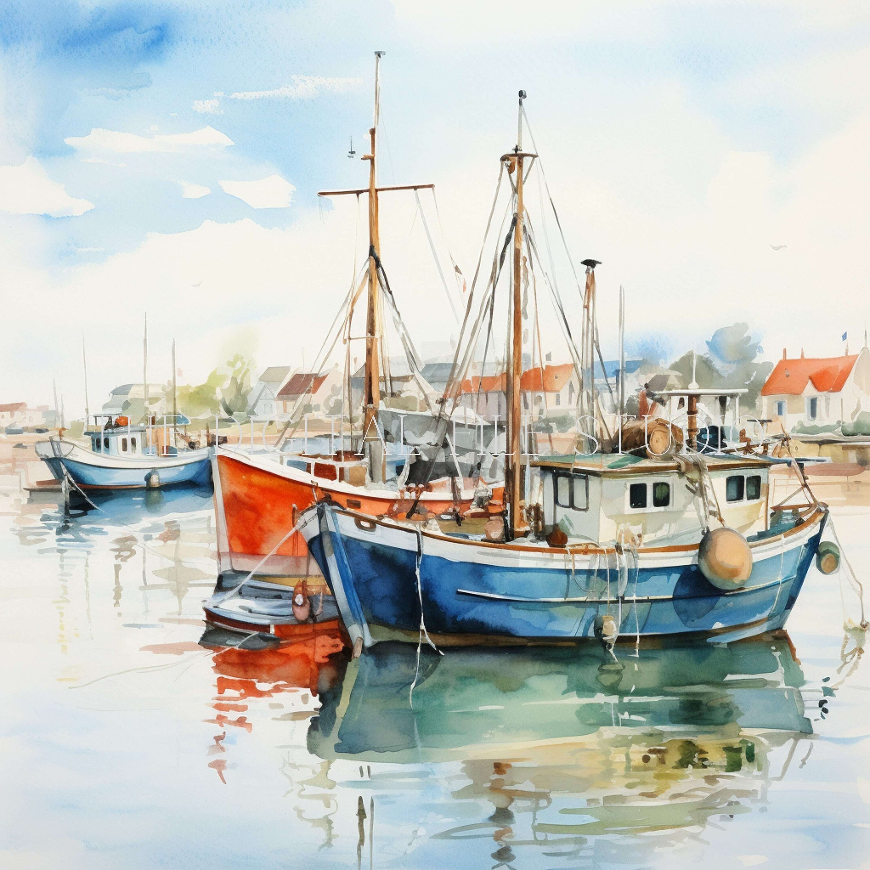 16 High-quality Designs of Harbor Scenes PNGJPGPDF Digital Print ...