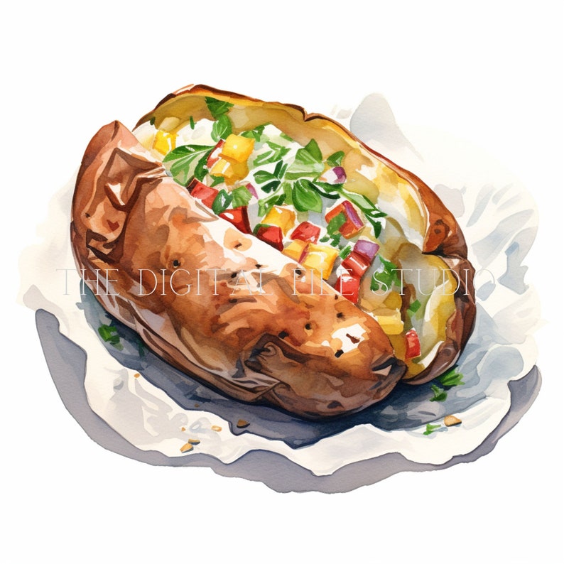 12 Watercolor Jacket Potato PNGJPGPDF Digital Images Graphics ...
