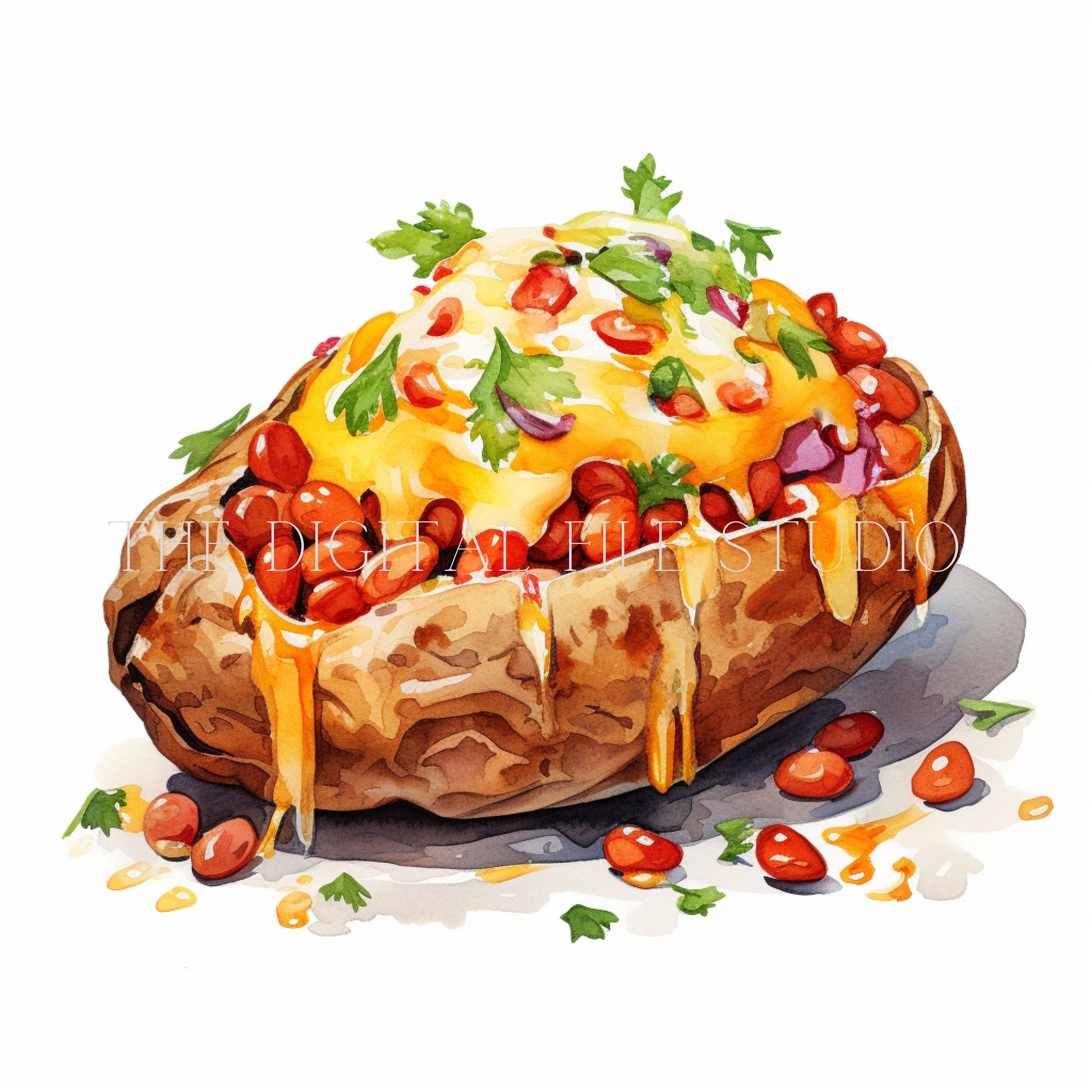 12 Watercolor Jacket Potato PNGJPGPDF Digital Images Graphics ...